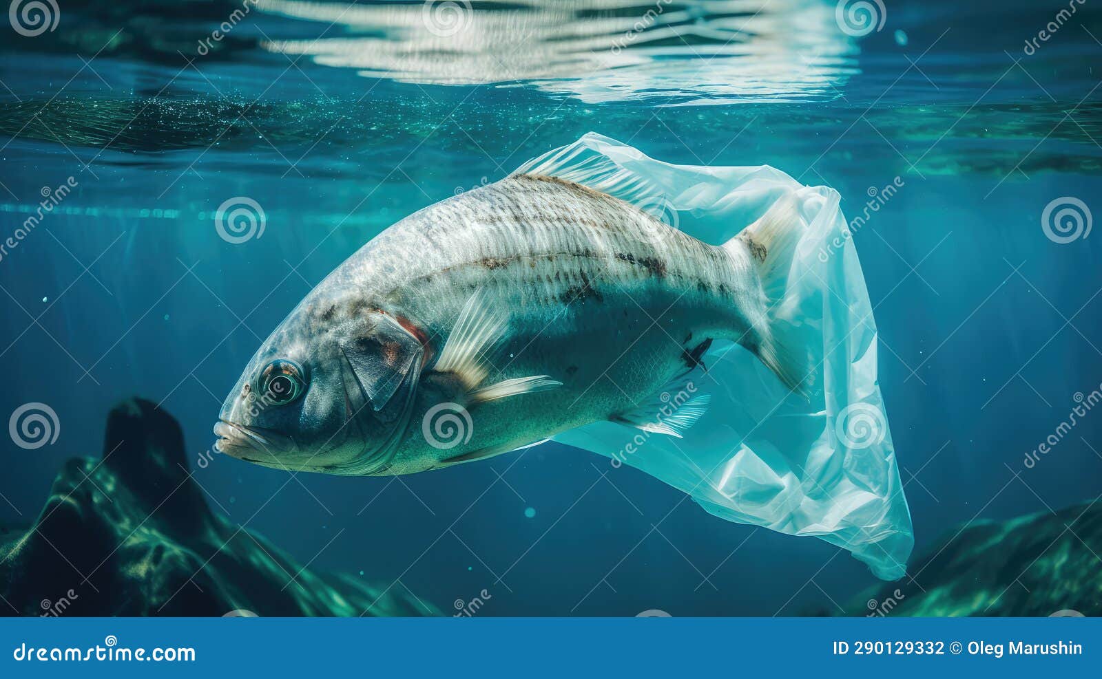 Fish in a Transparent Plastic Bag Under Water. Environmental Pollution ...