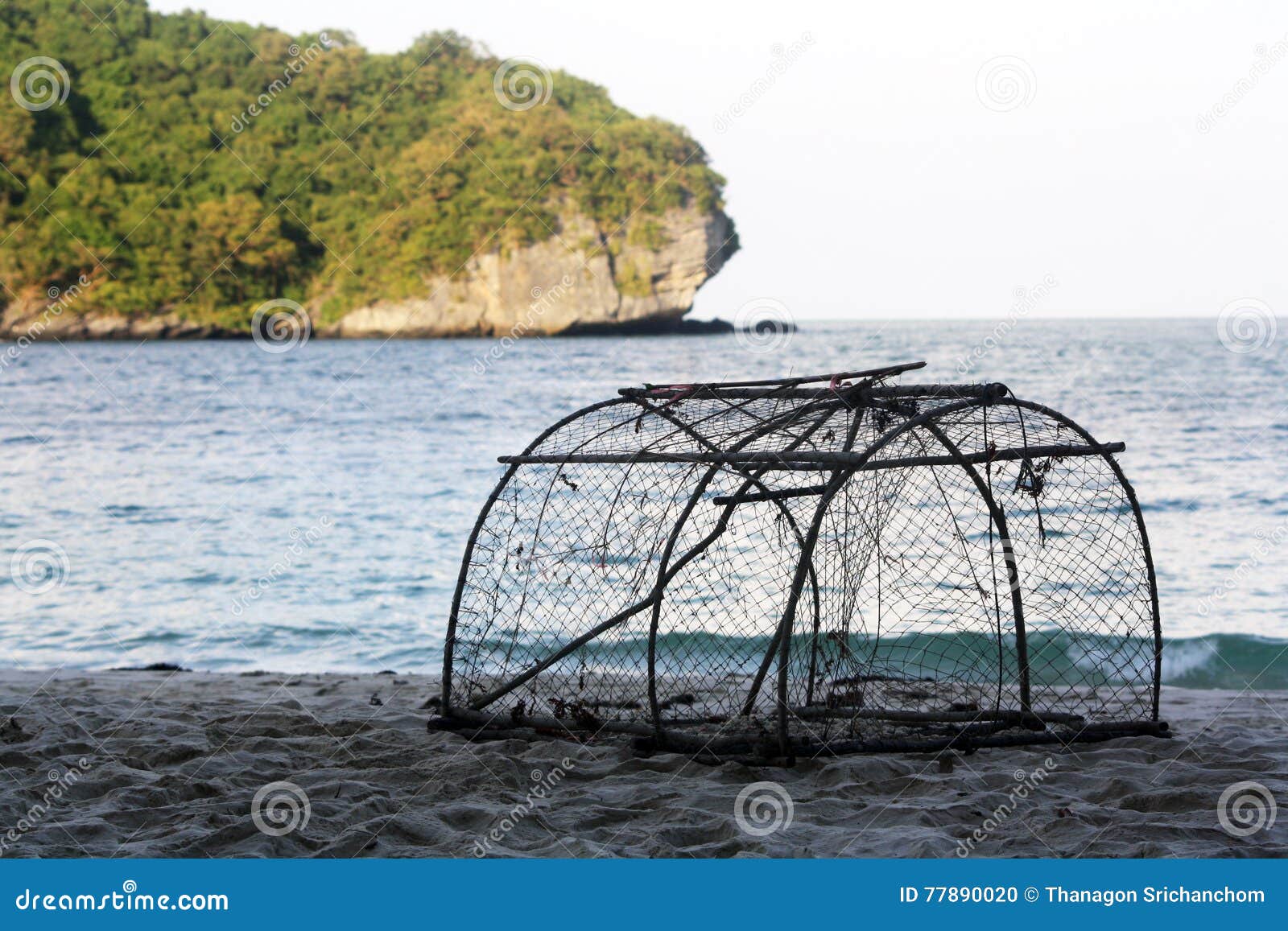 Fish trap on the beach stock photo. Image of crab, equipment - 77890020
