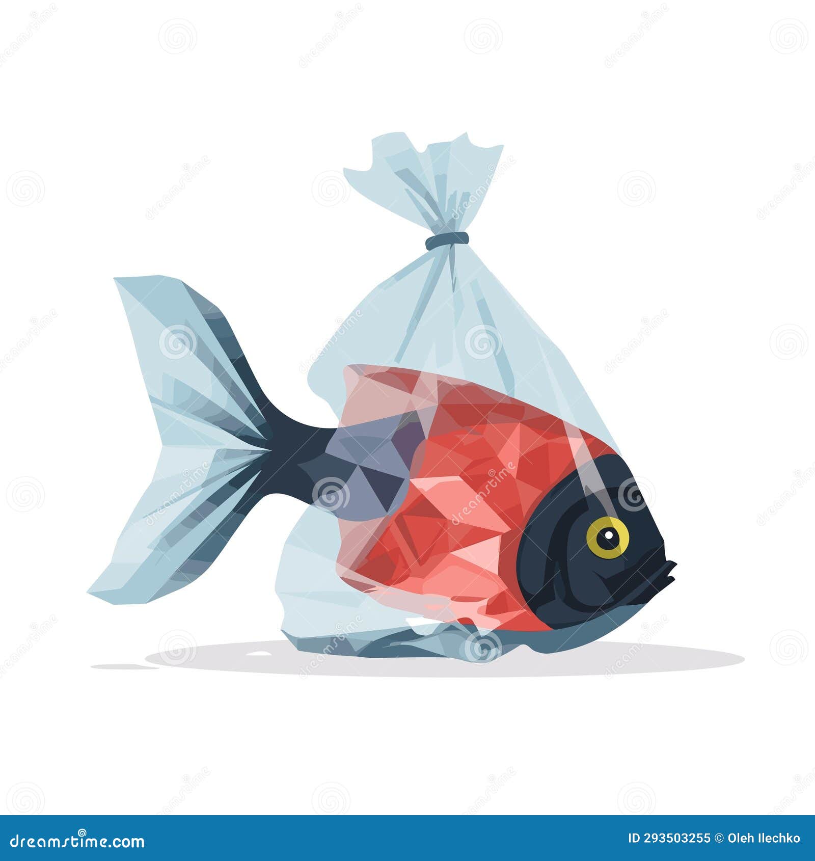 Fish Trapped in Plastic Vector Flat Isolated Illustration Stock Vector ...