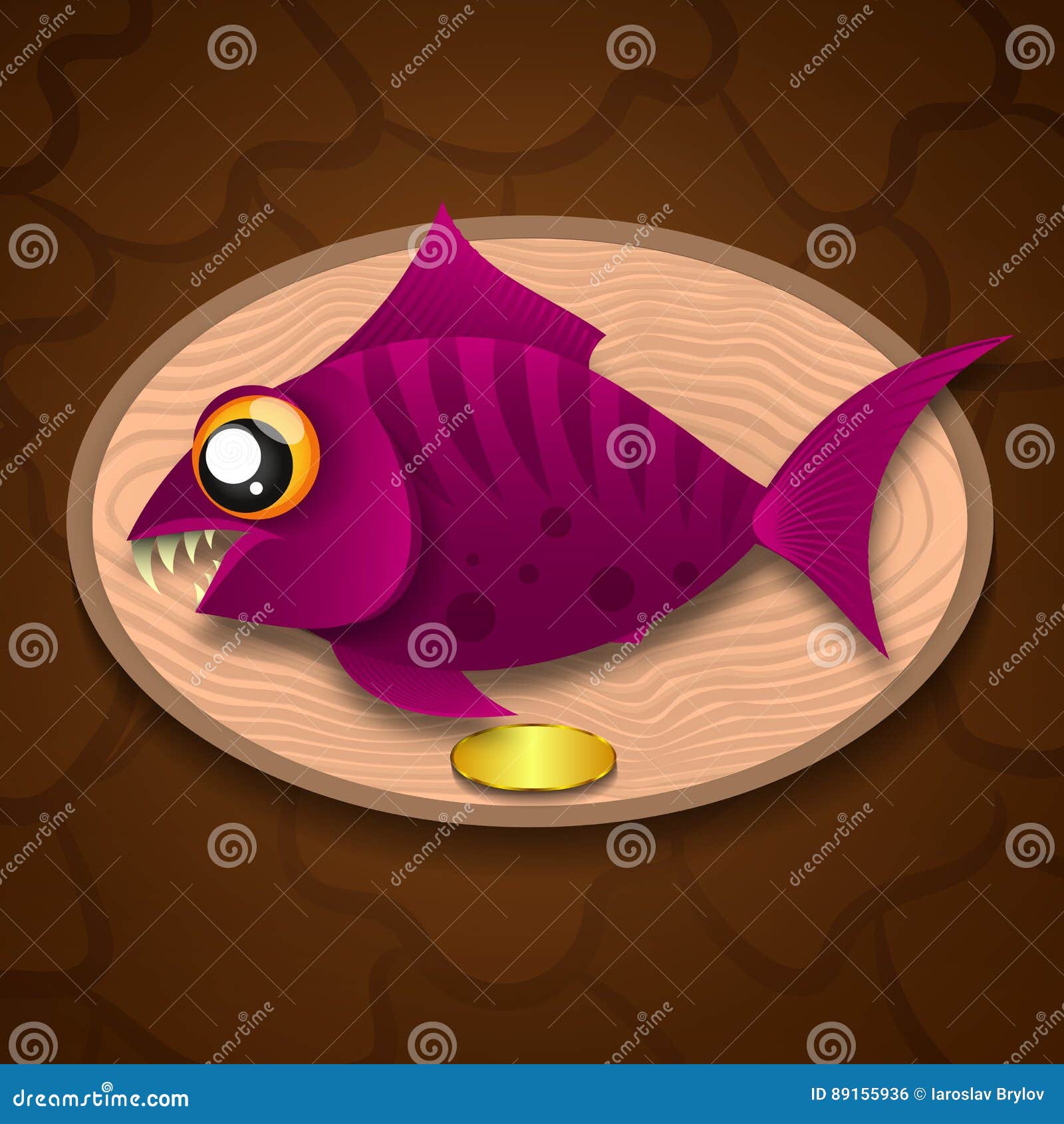 Fish Trophy Hanging on the Board. Stock Vector - Illustration of logo ...