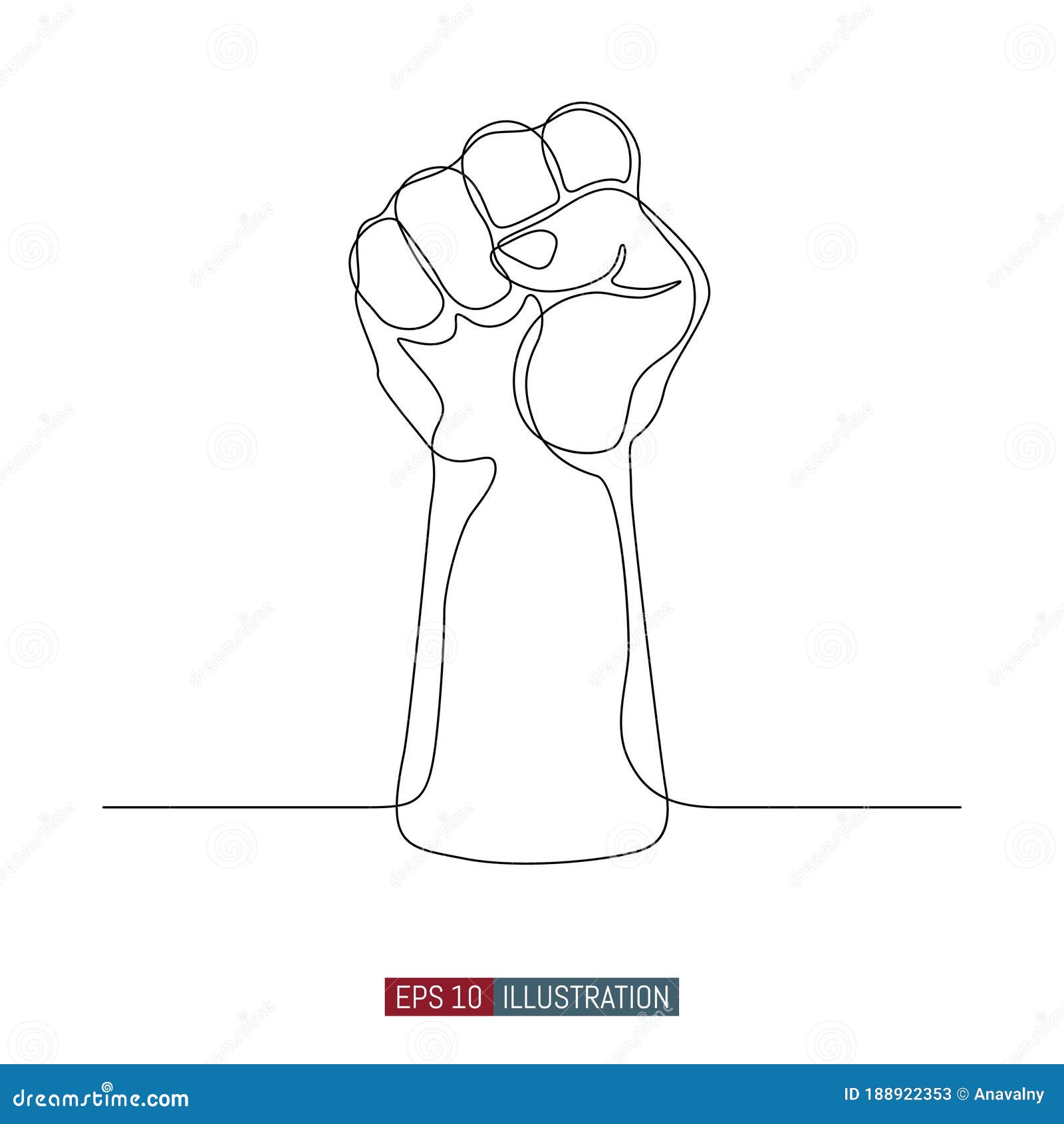 Continuous Line Drawing of Isolated Fist Hand. Revolution, Protest ...