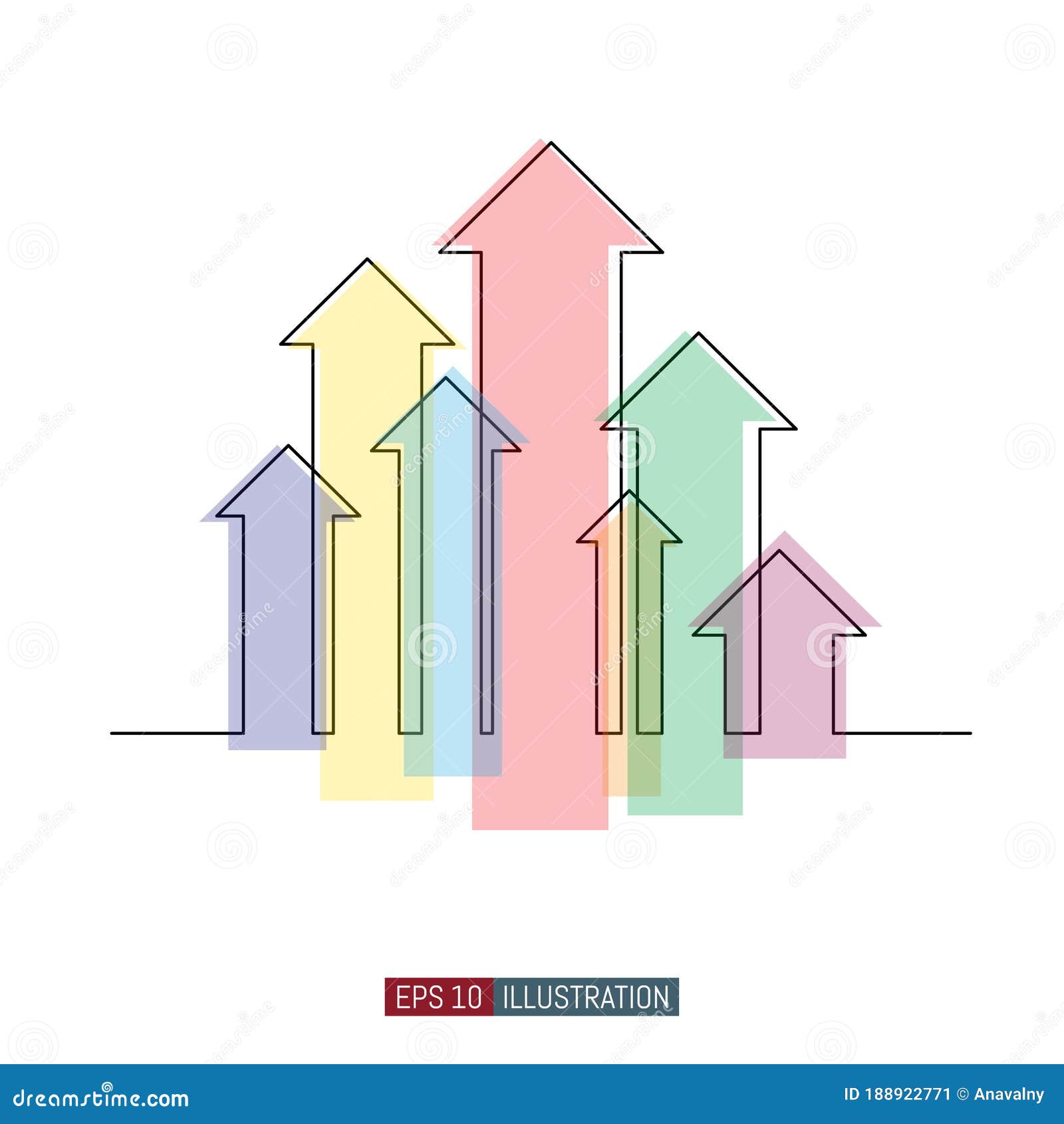 Continuous Line Drawing of Multiple Arrows. Vector Illustration. Stock ...