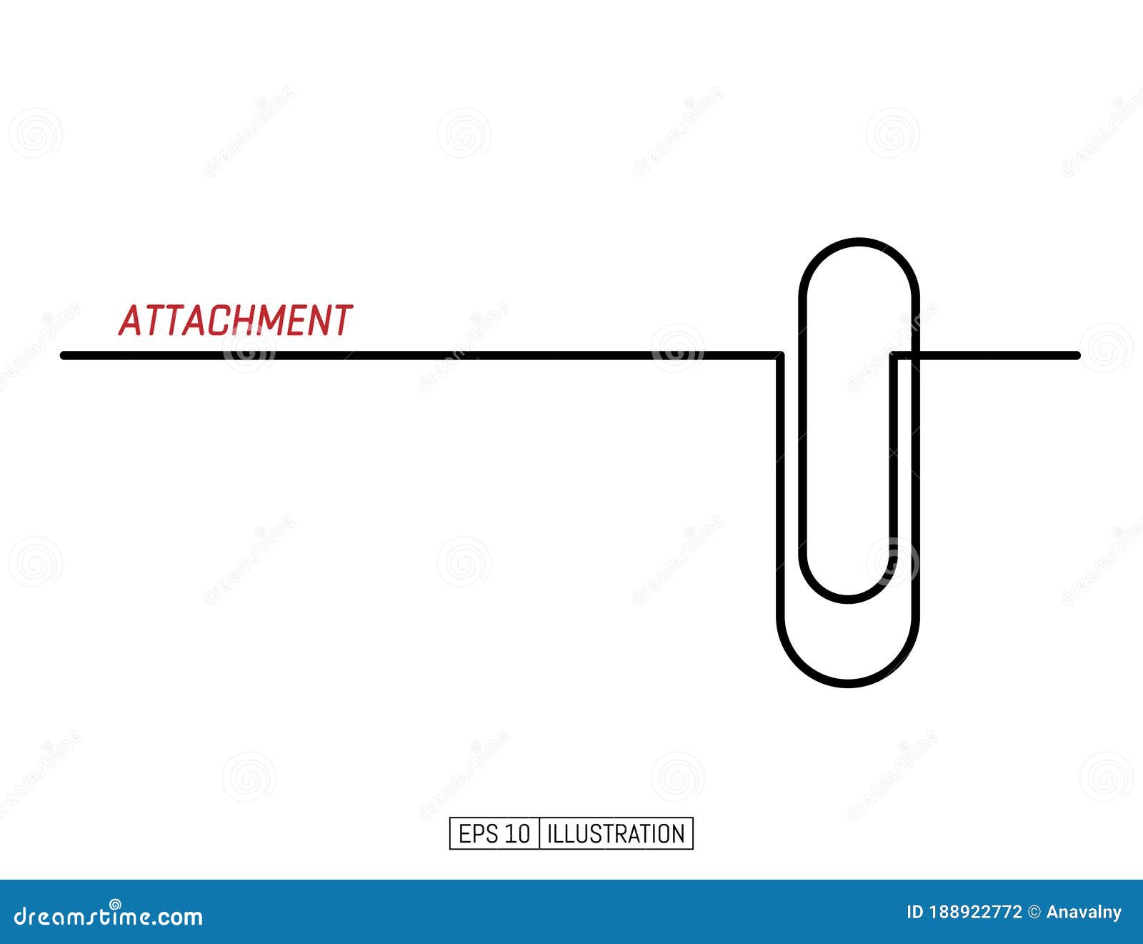 Continuous Line Drawing of Paper Clip. Attach Icon. Vector Illustration ...