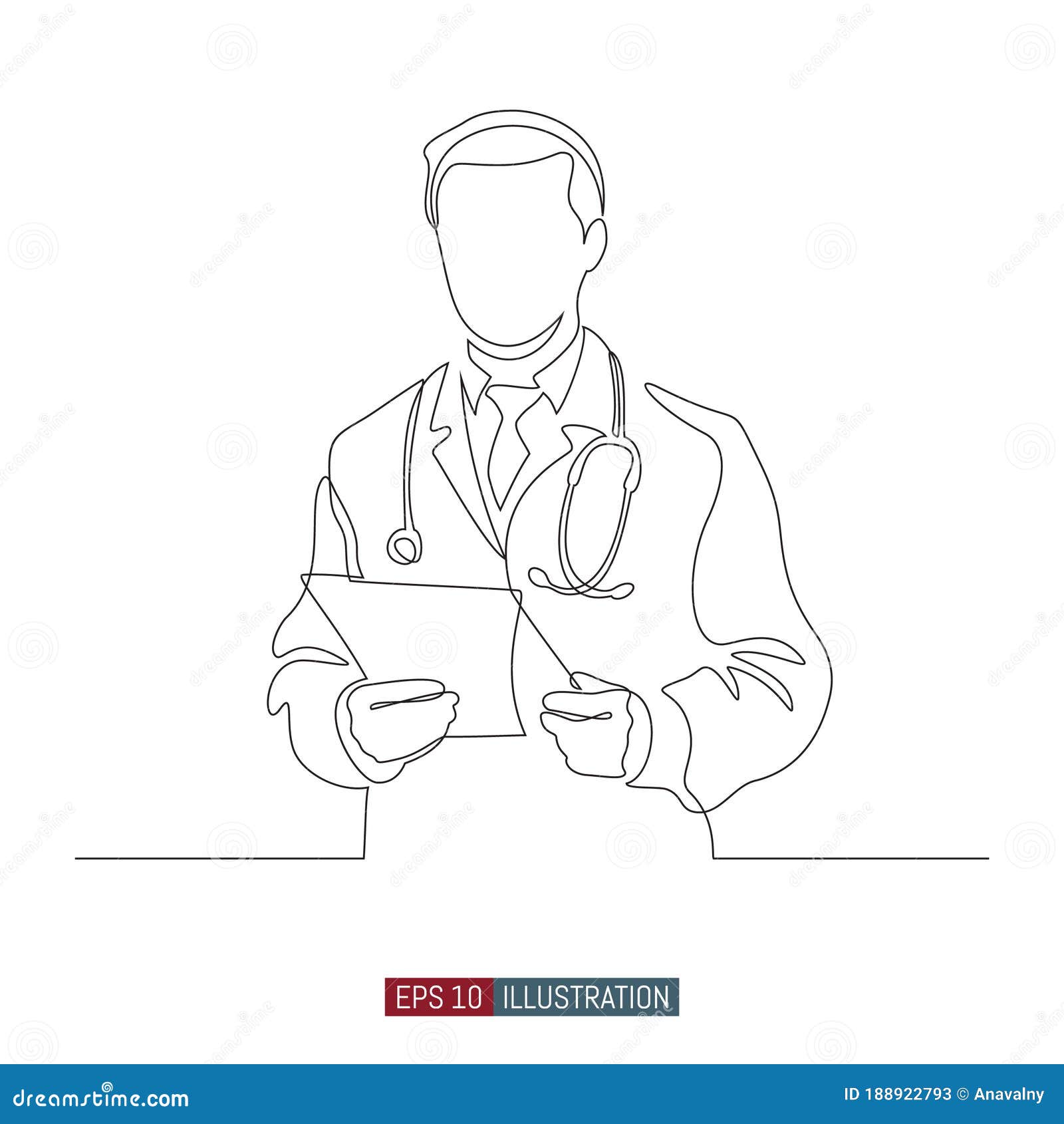Continuous Line Drawing of Doctors Silhouette. Hospital Scene. Vector ...