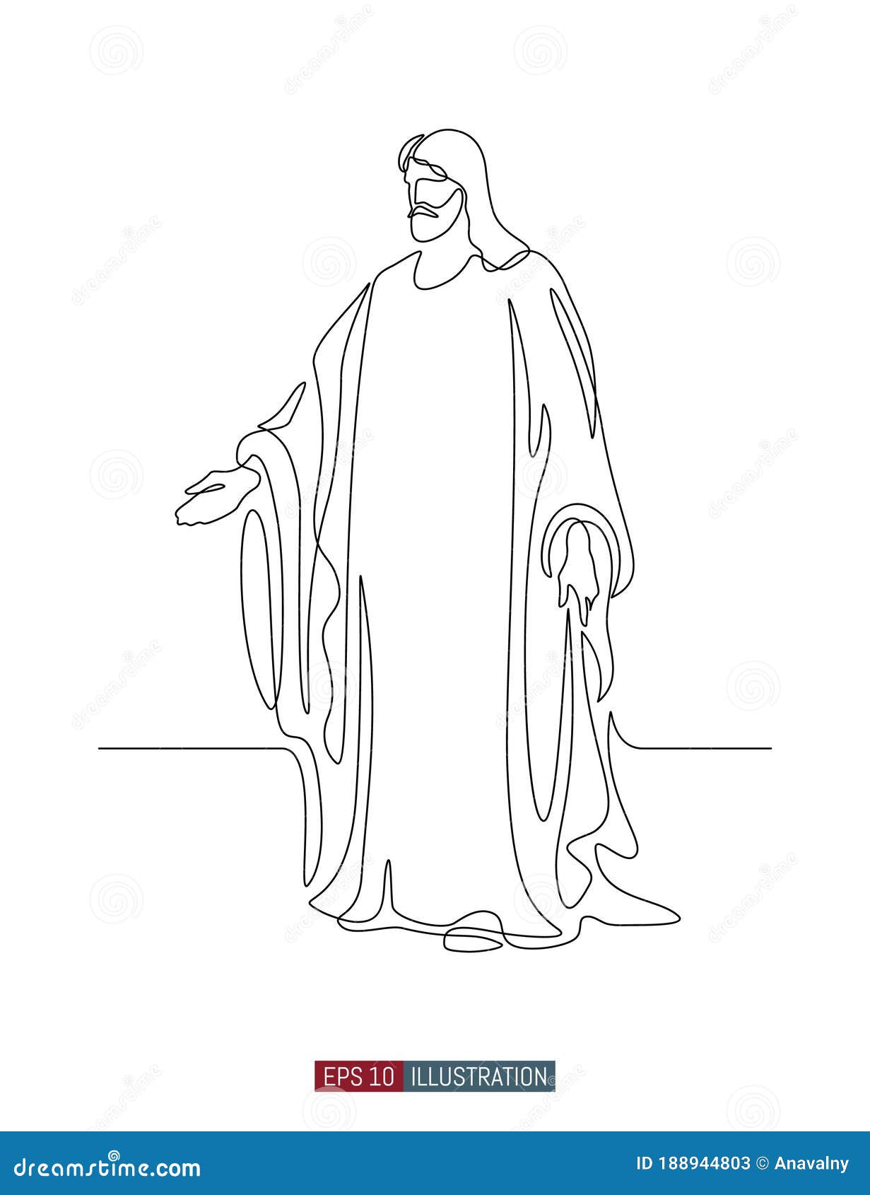 Continuous Line Drawing of Jesus Christ. Vector Illustration. Stock ...
