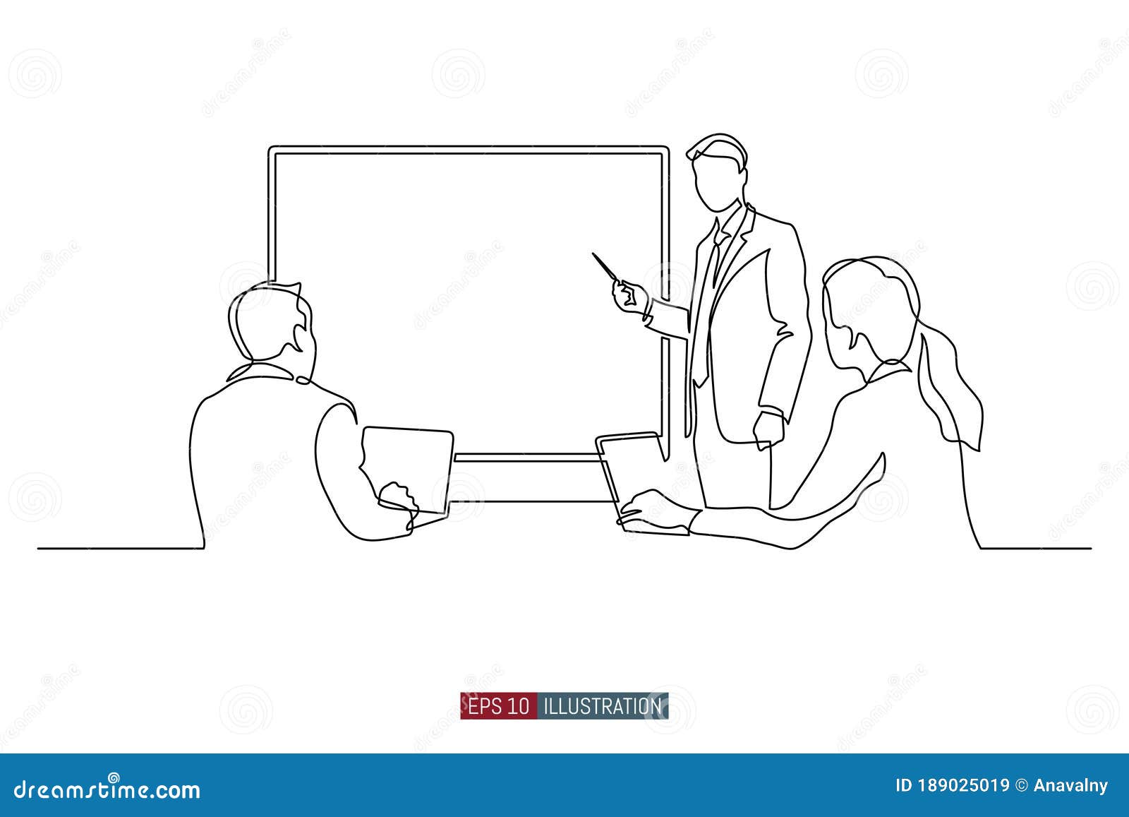 Continuous Line Drawing of Business Brief, Presentation or Training ...