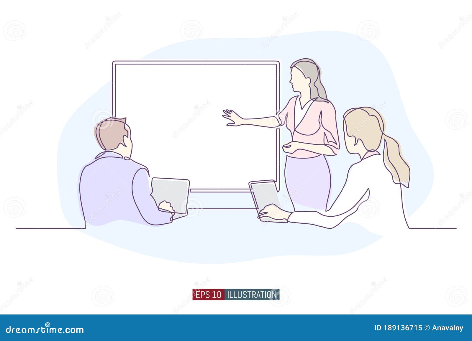 Continuous Line Drawing of Business Brief, Presentation or Training ...