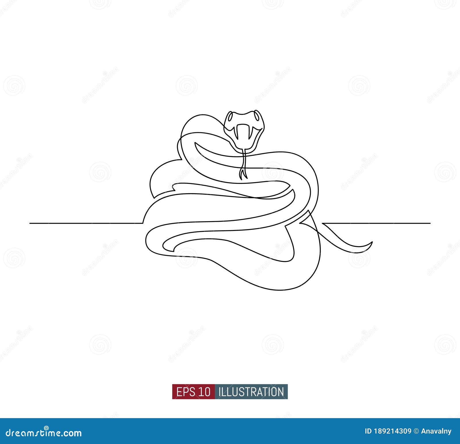 Continuous Line Drawing of Snake. Vector Illustration. Stock Vector ...