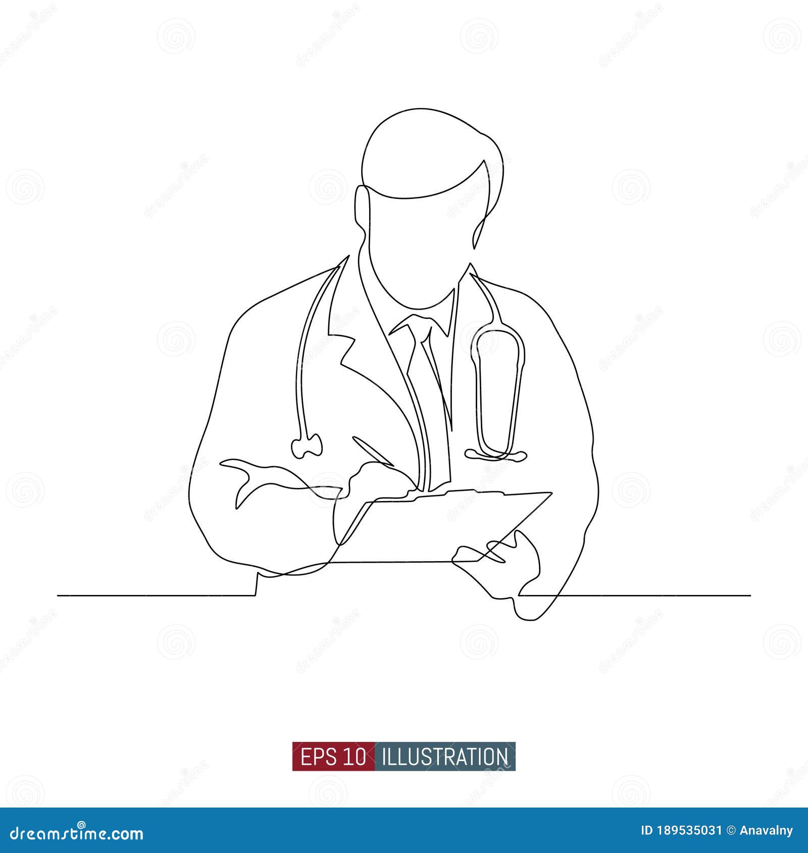 Continuous Line Drawing of Doctors Silhouette. Hospital Scene. Vector ...