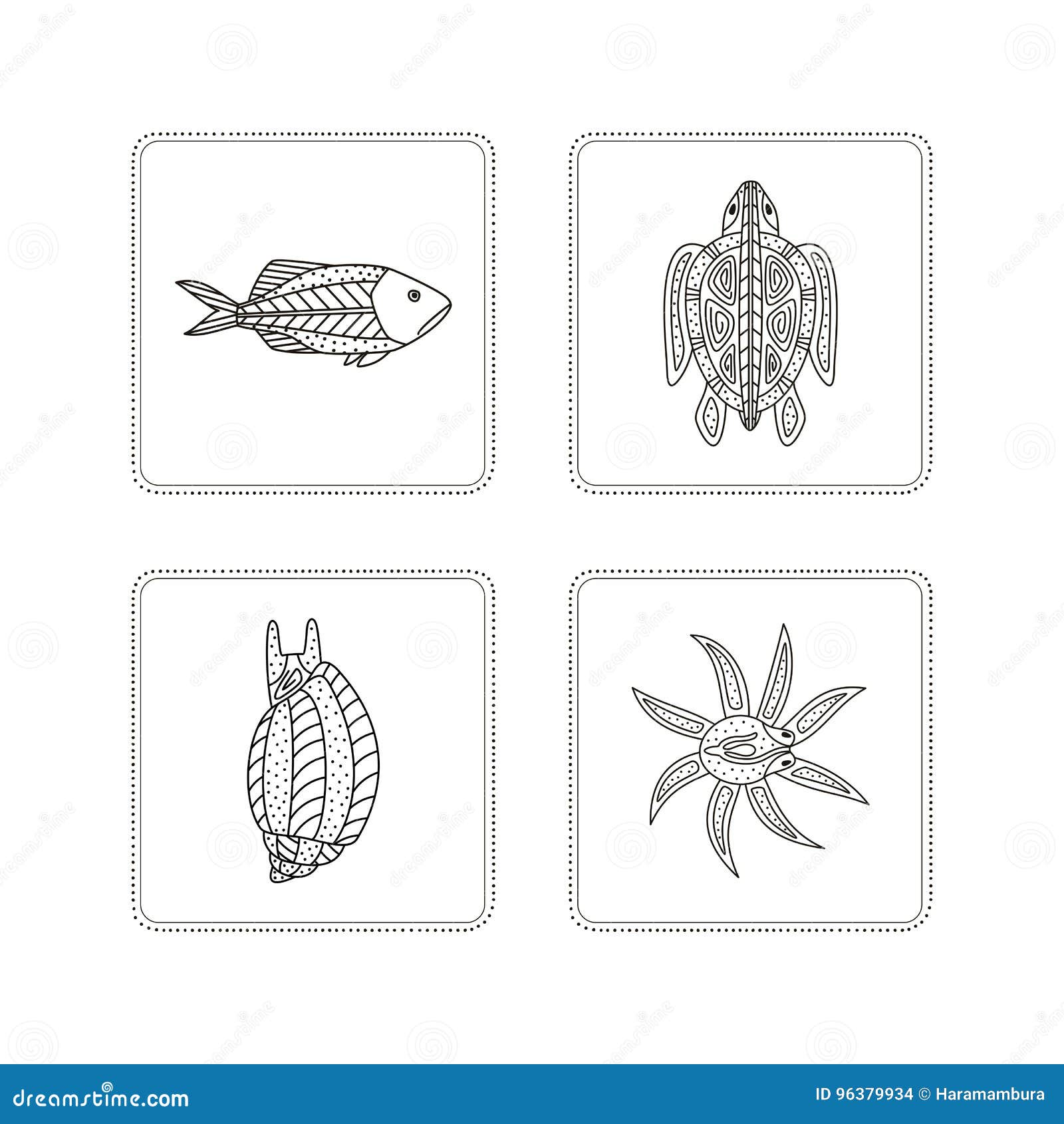 Fish Mollusk Coloring Page Cartoon Illustrations Royalty-Free Stock ...