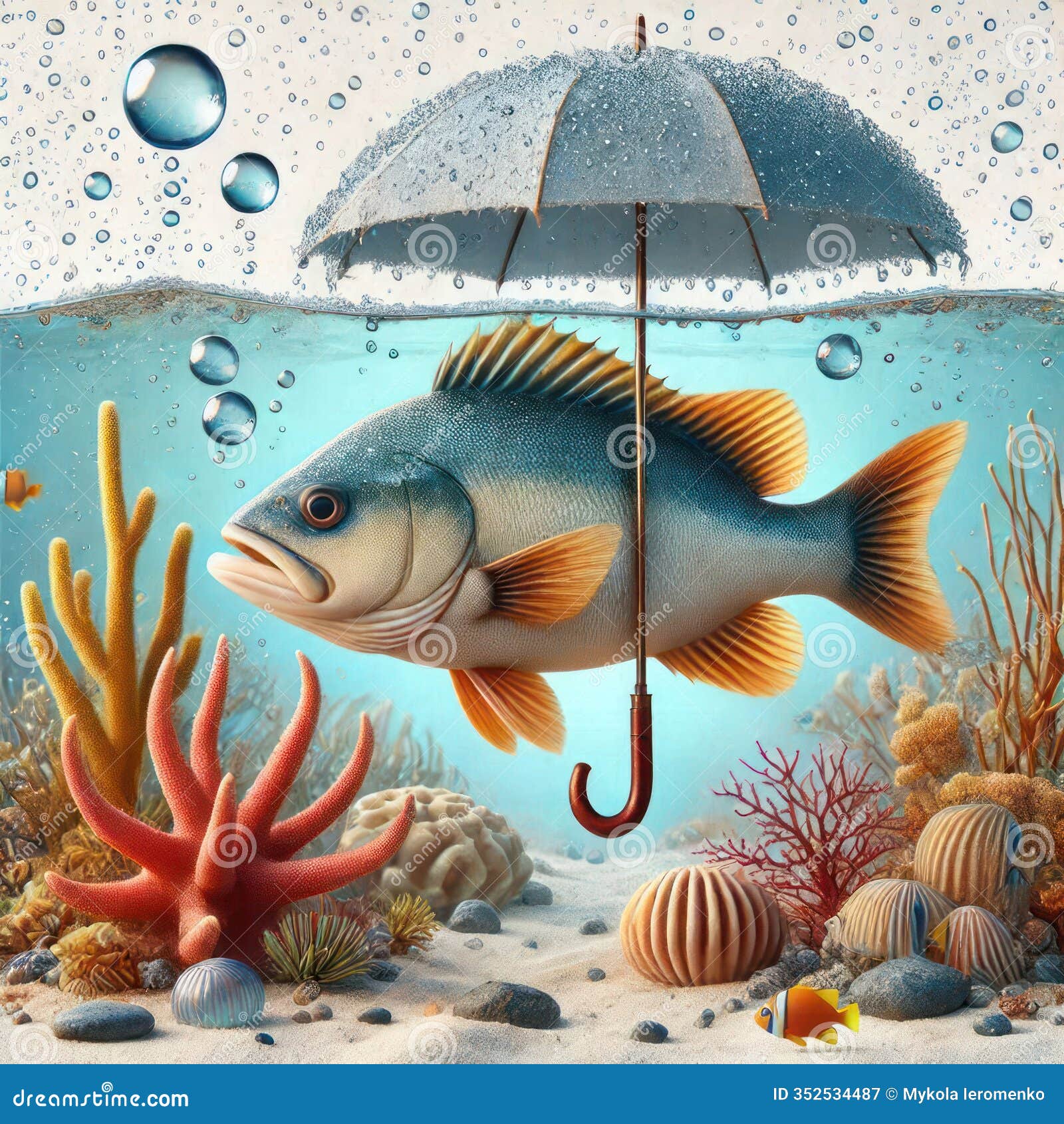 Fish Under an Umbrella among a Coral Reef. Stock Image - Image of ocean ...