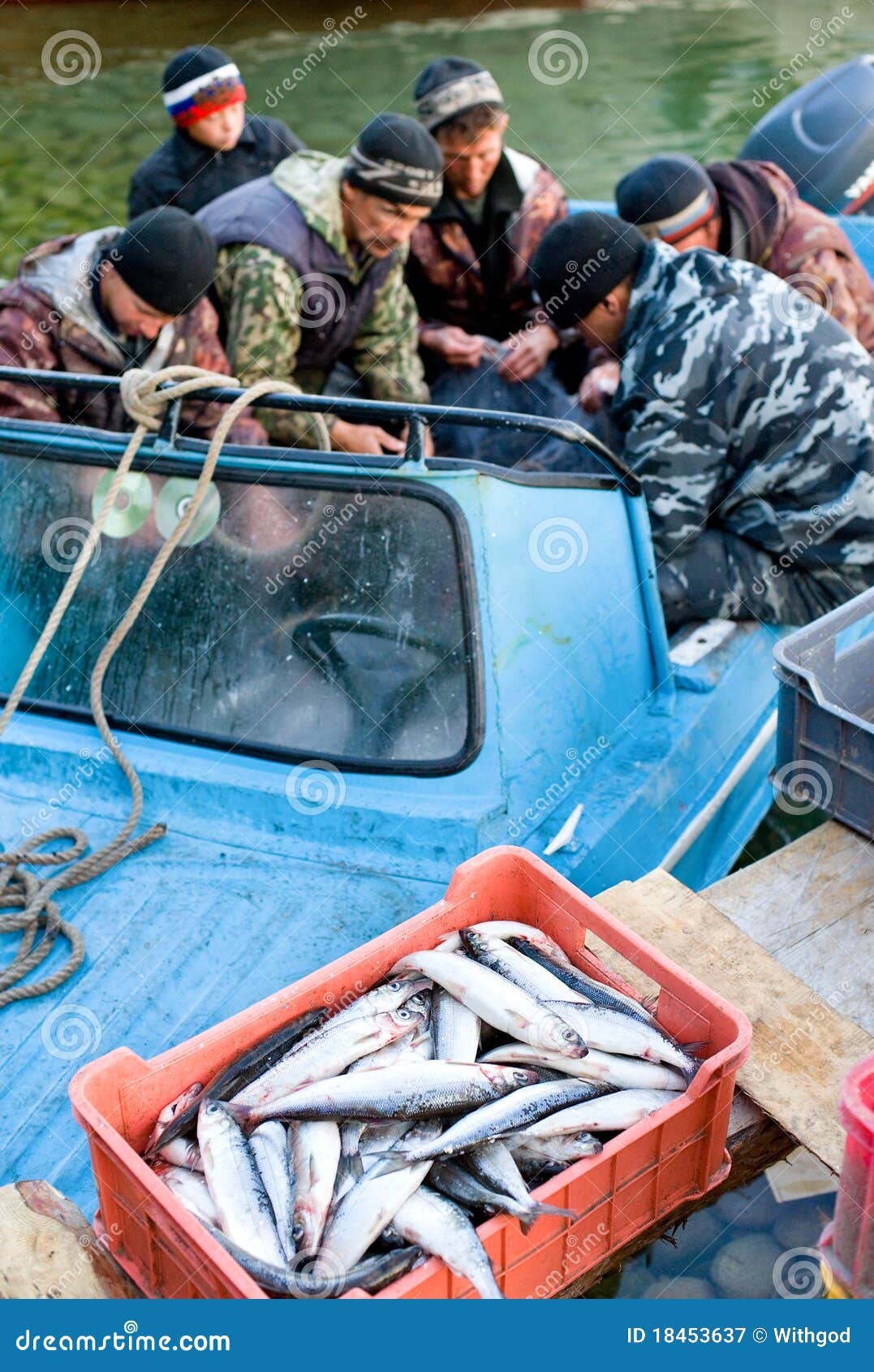 Fish unloading editorial photography. Image of baikal - 18453637