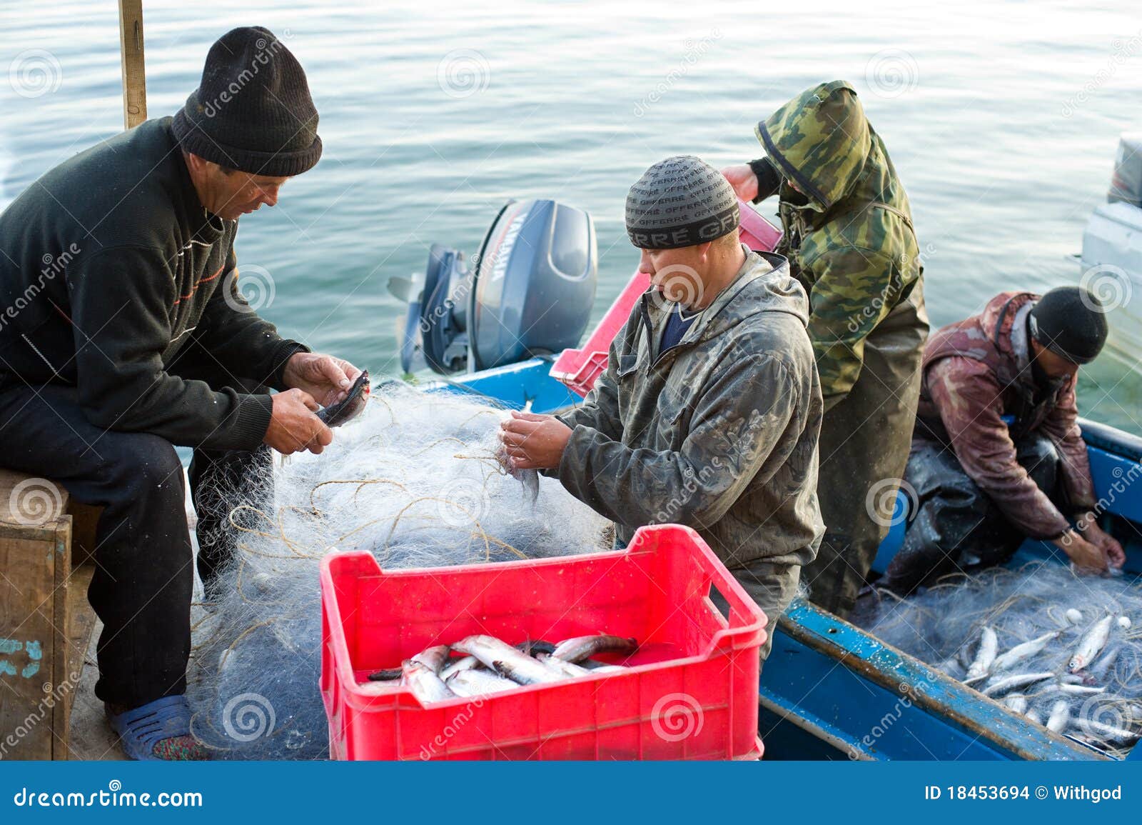 Fish unloading editorial stock image. Image of sunrise - 18453694