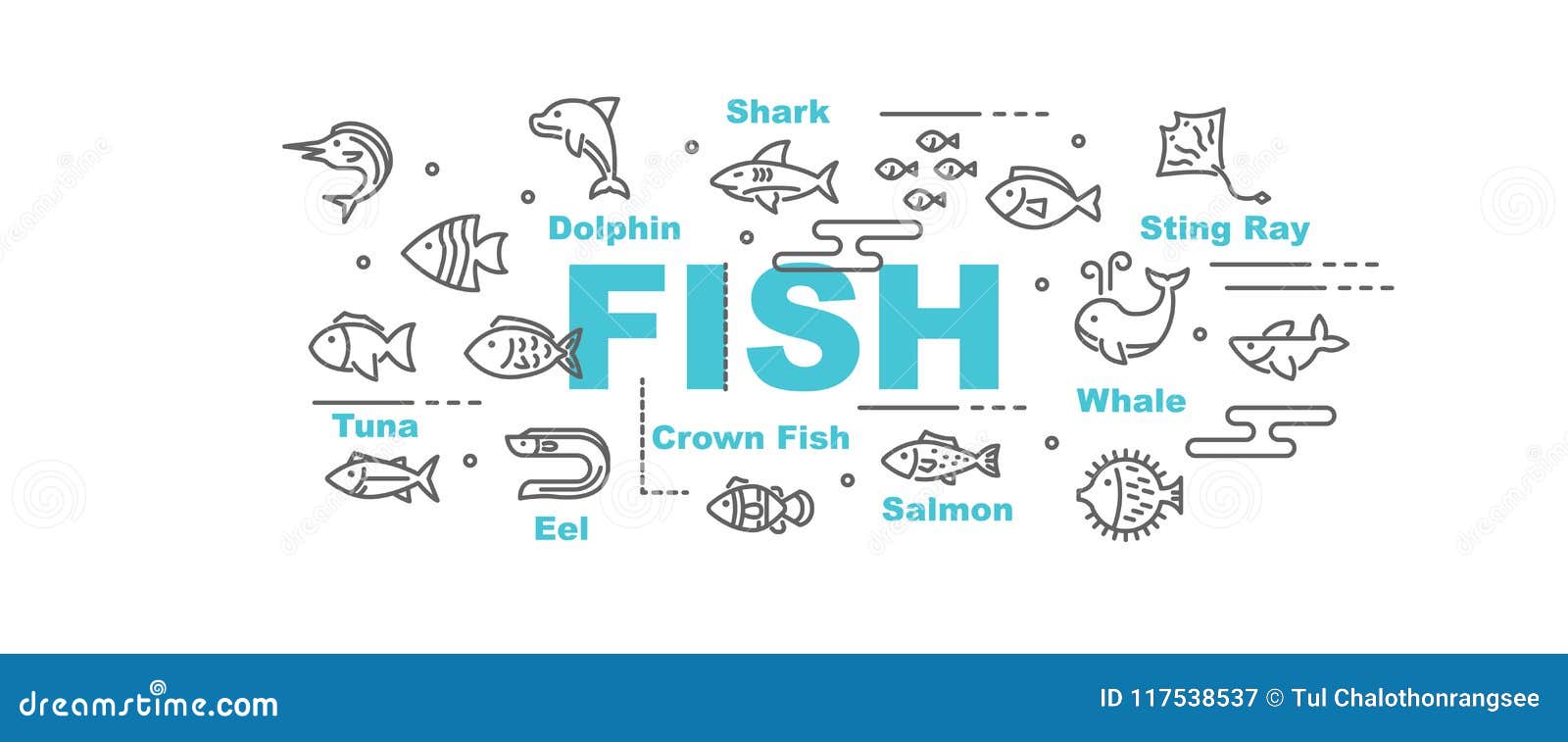 Fish vector banner stock vector. Illustration of seafood - 117538537