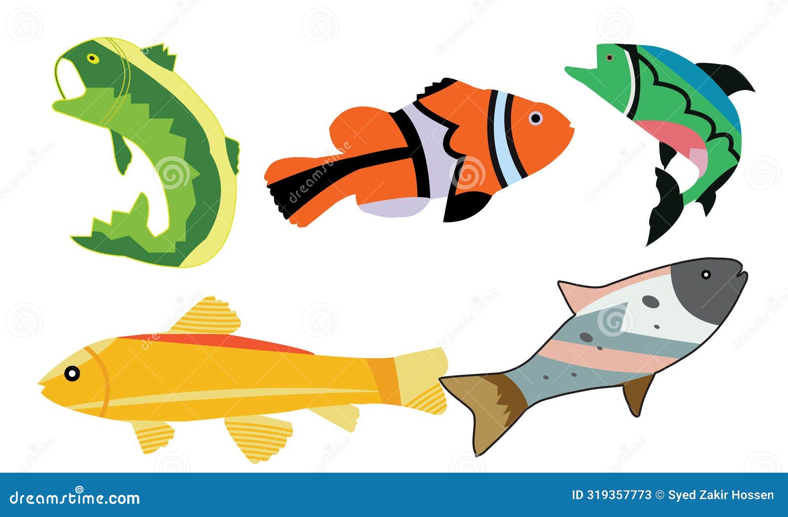 Fish Vector Collection. stock vector. Illustration of fisherman - 319357773