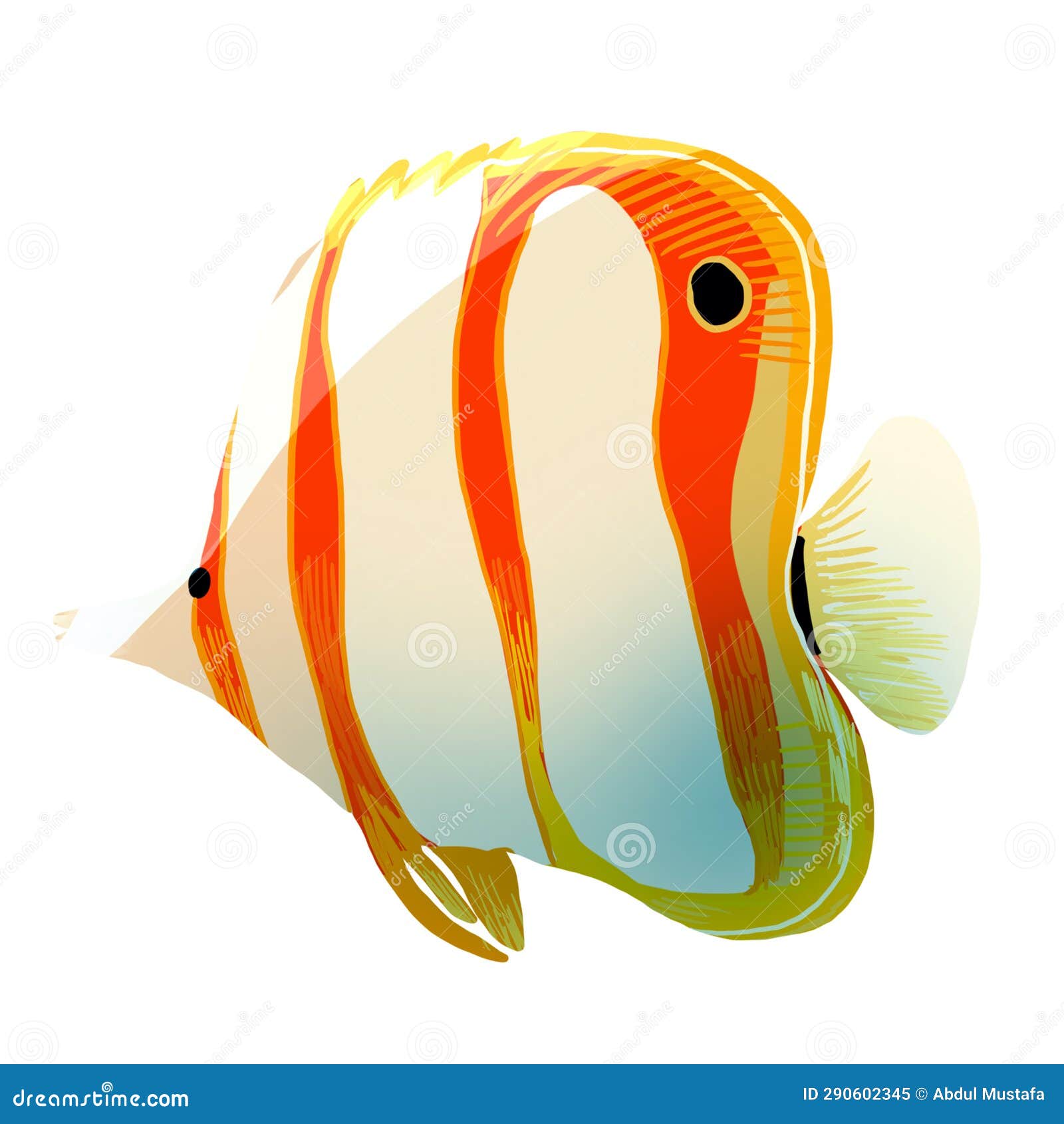 Fish Vector with Doodle Style and White Background Stock Illustration ...