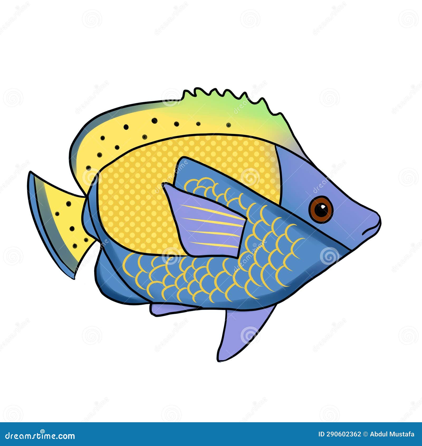 Fish Vector with Doodle Style and White Background Stock Illustration ...
