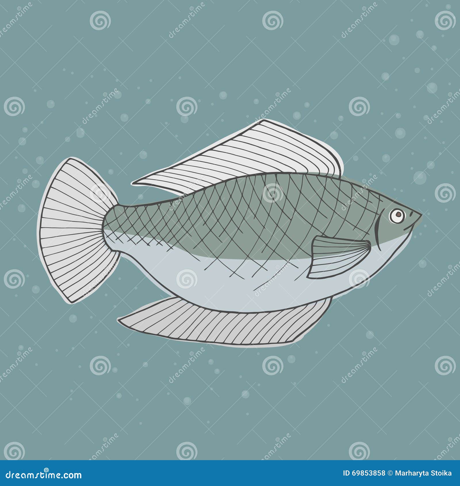 Fish Vector. the Gray Fish in the Sea. Stock Vector - Illustration of ...
