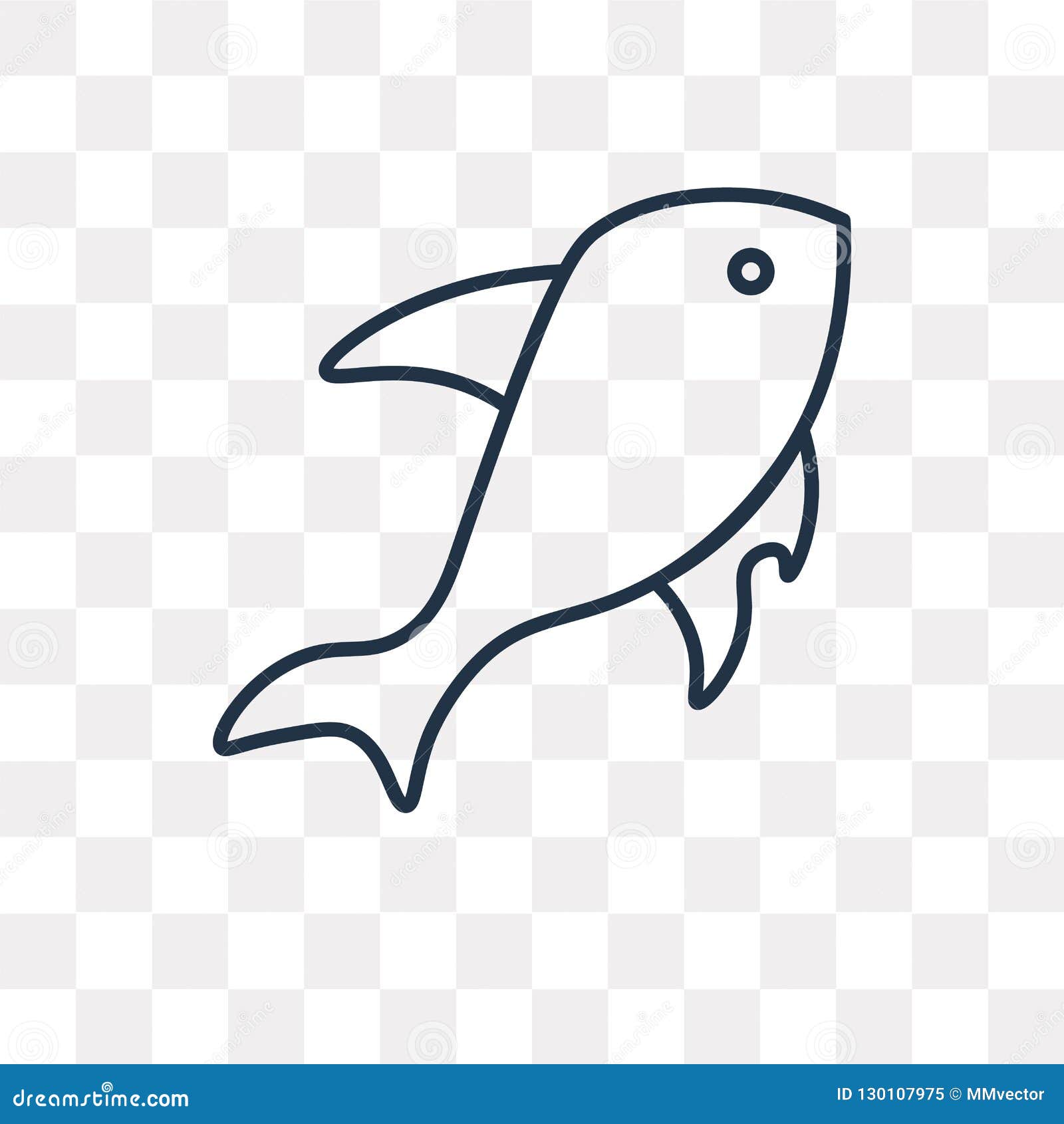 Fish Vector Icon Isolated on Transparent Background, Linear Fish Stock ...