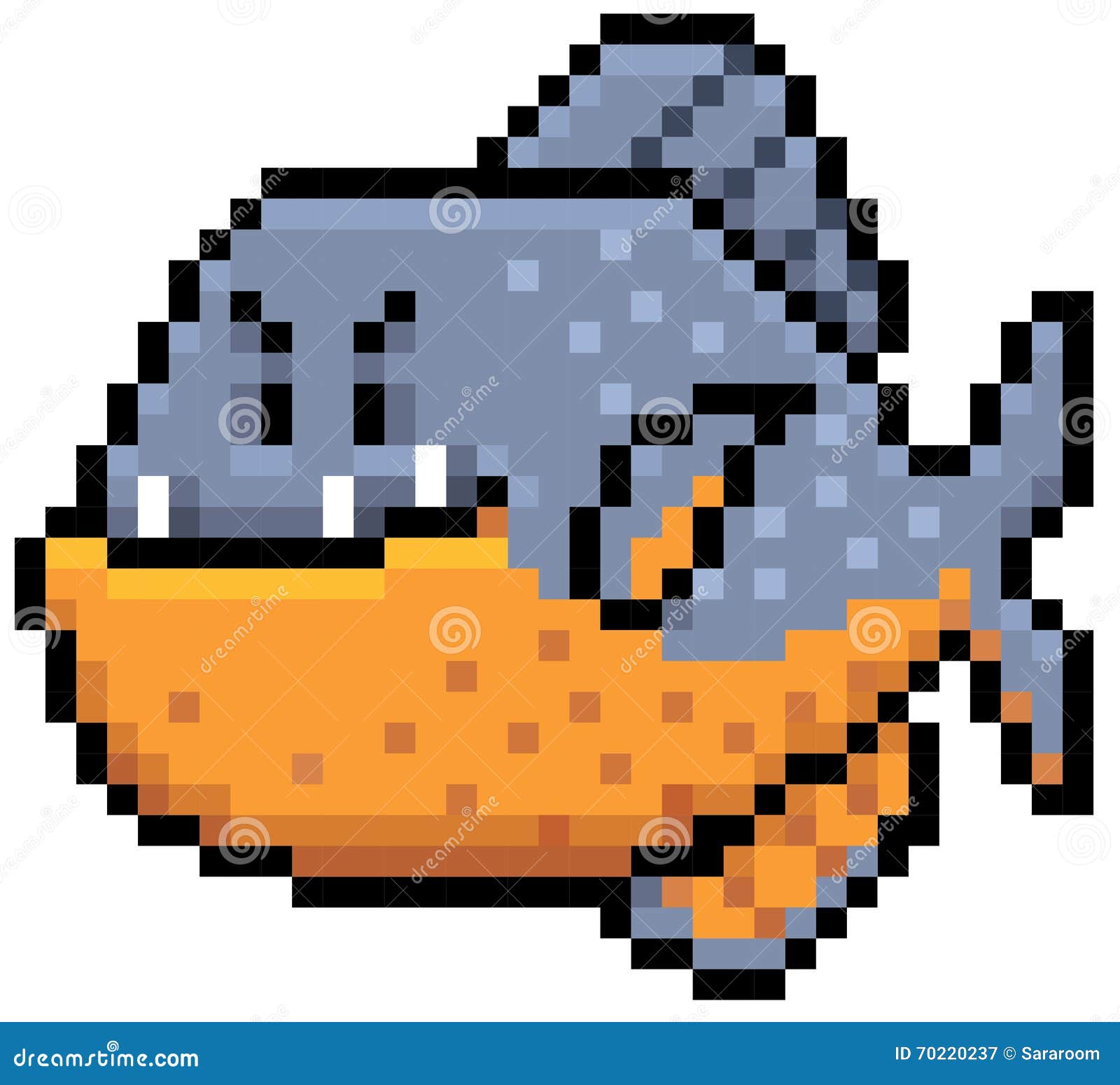 Piranha Pixel Art. Freshwater Fish Pixelated. 8 Bit Vector Illustration ...