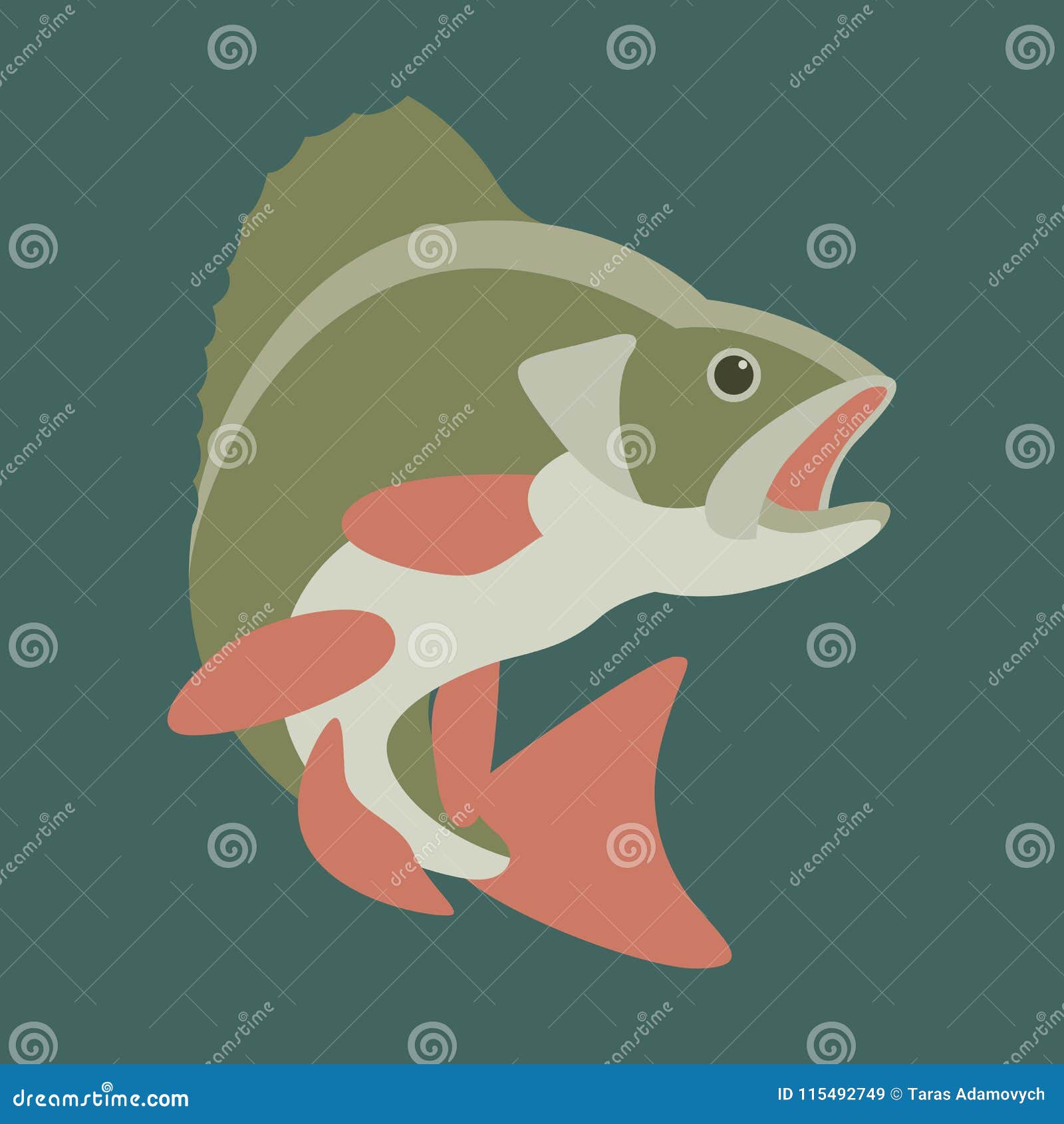 Fish Vector Illustration Flat Style Front Side Stock Vector ...
