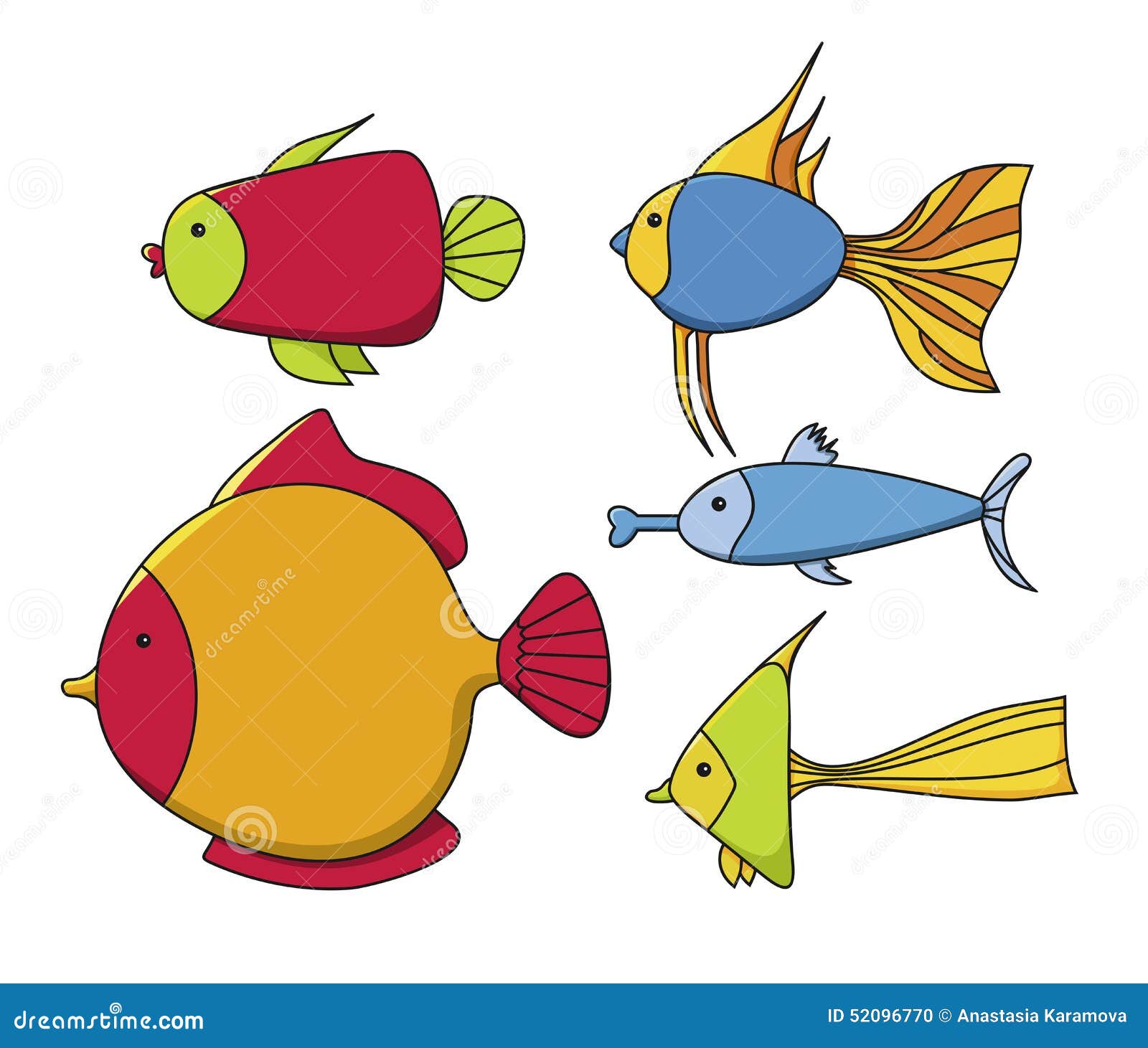 Fish stock vector. Illustration of cheerful, blue, parts - 52096770