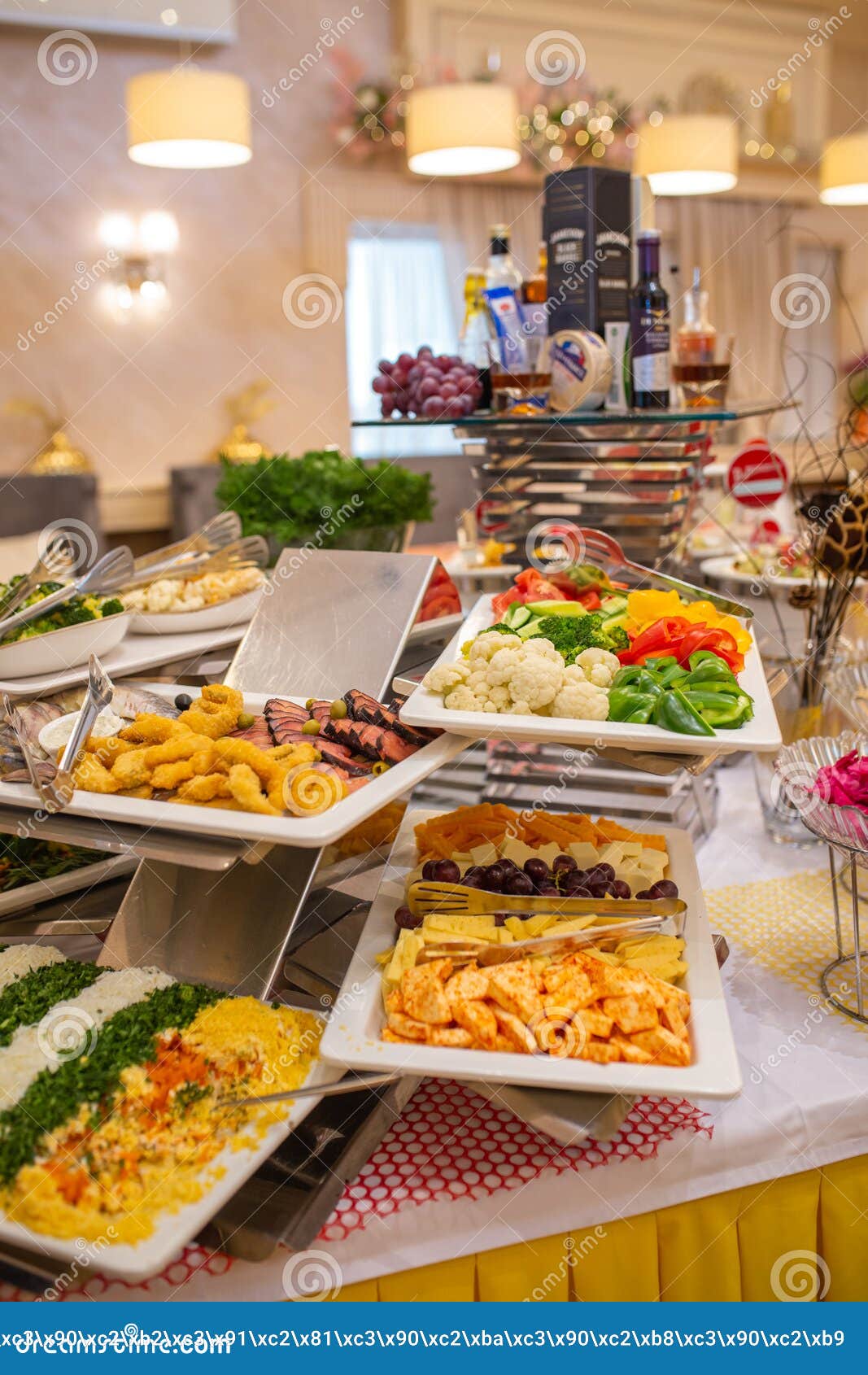 Fish and Vegetable Slicing on the Buffet Stock Image - Image of service ...