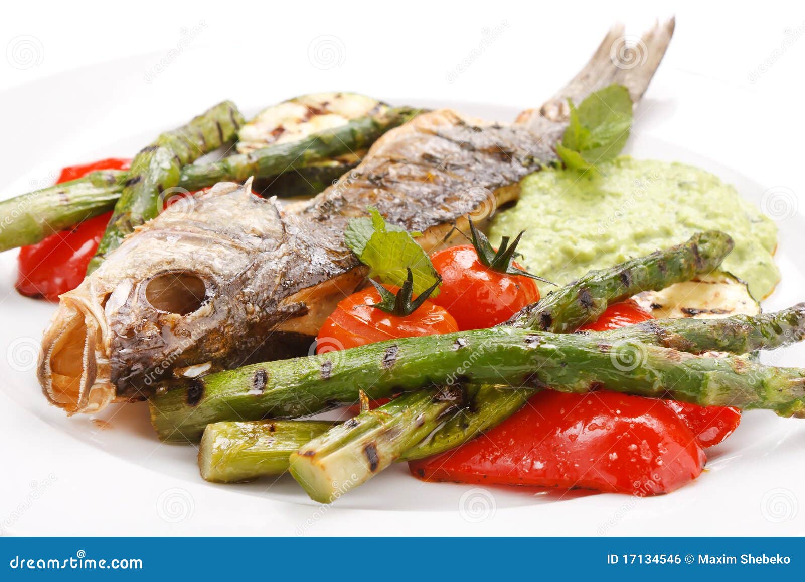 Fish with vegetables stock photo. Image of garnish, grill - 17134546