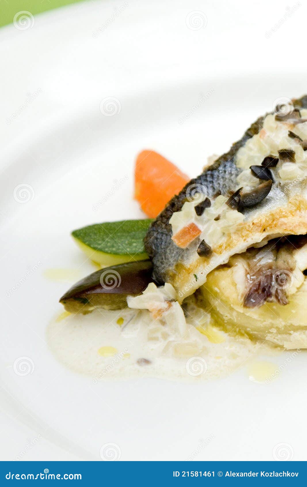 Fish with Vegetables, Rice and Potatoes Stock Image - Image of grouper ...