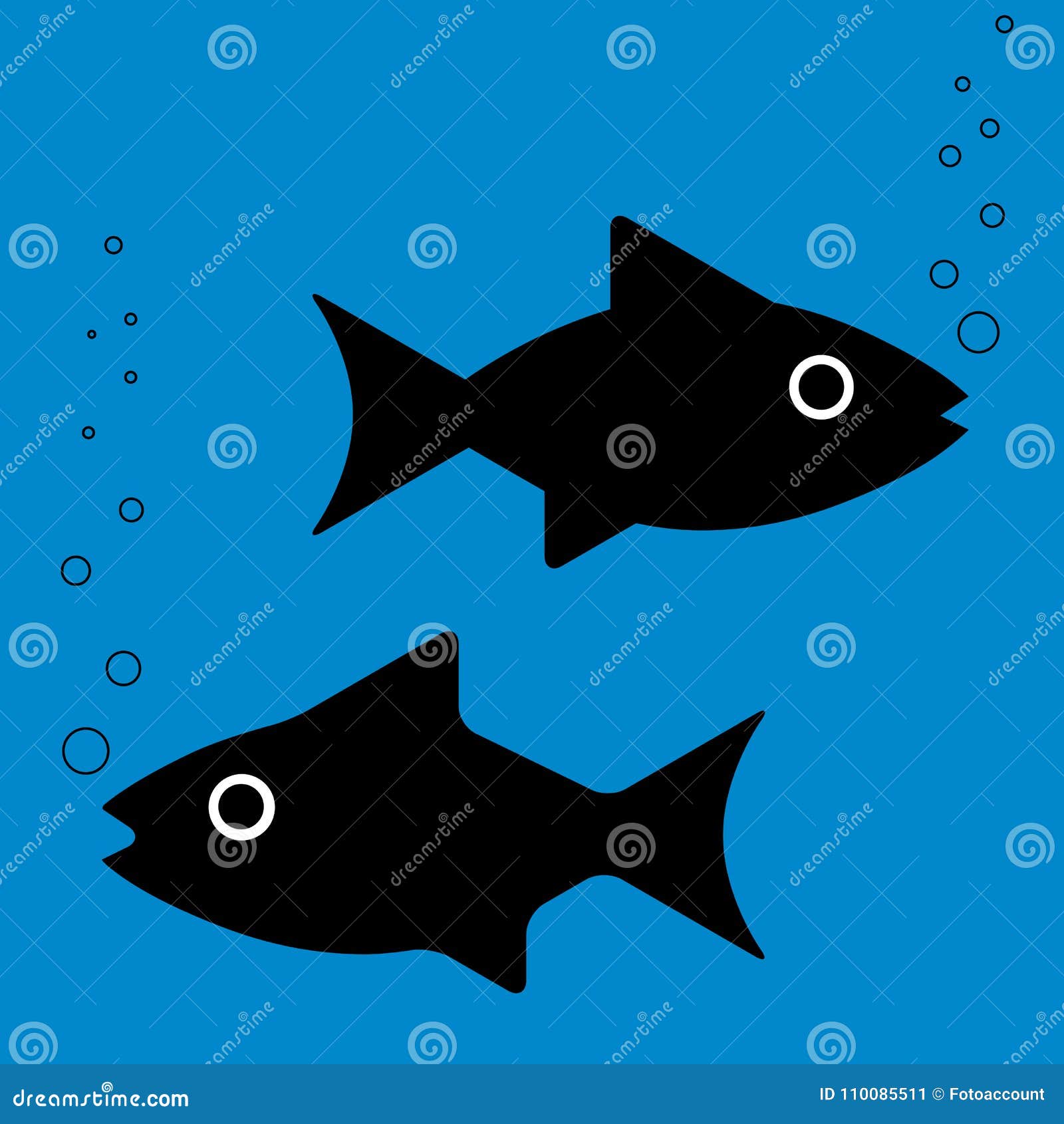 Fish in Water with Bubbles - Vector Icons Stock Vector - Illustration ...
