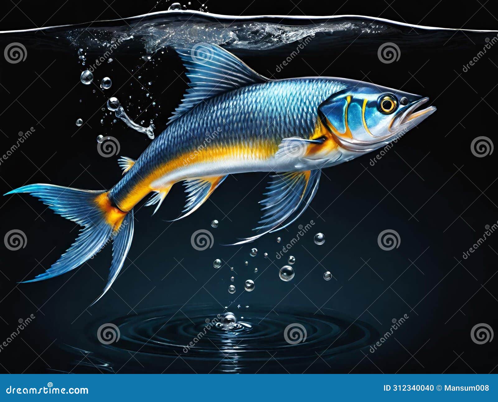 Fish in Water Splash. Abstract Illustration of Fish Stock Illustration ...