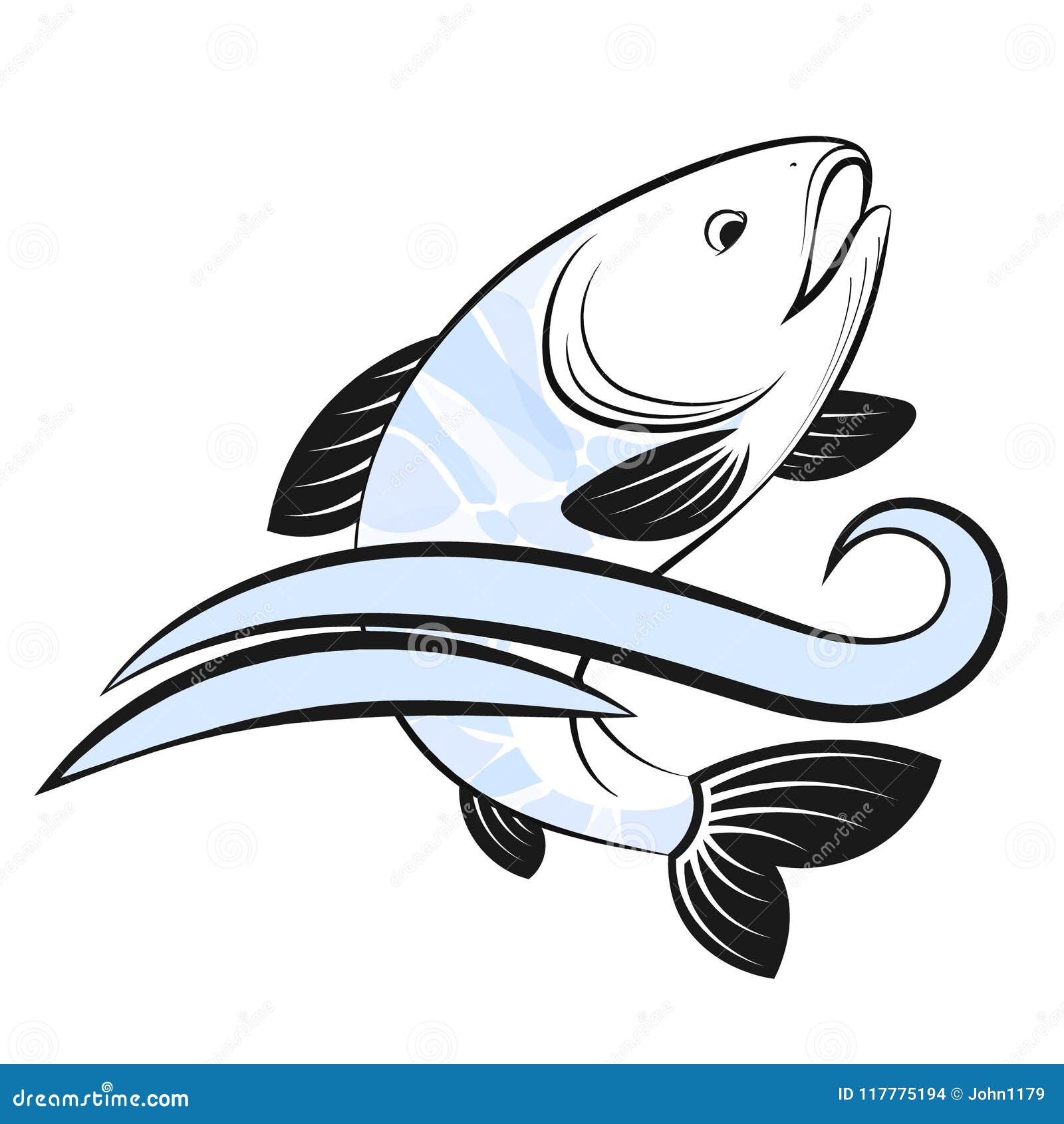 Fish and Water Wave Silhouette Stock Illustration - Illustration of ...