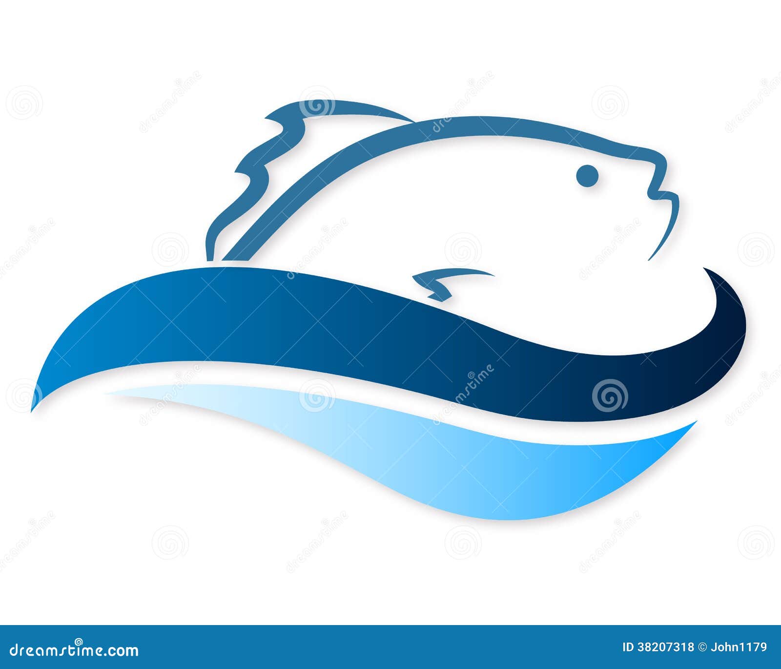 Fish on waves stock vector. Illustration of shop, salmon - 38207318