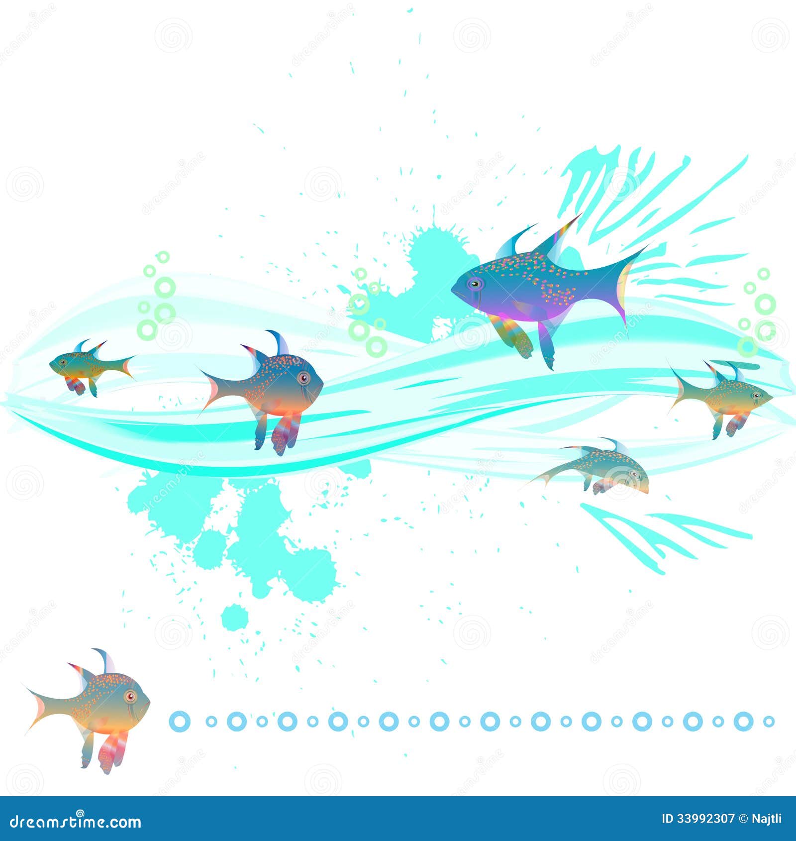 Fish in the waves stock vector. Illustration of flee - 33992307