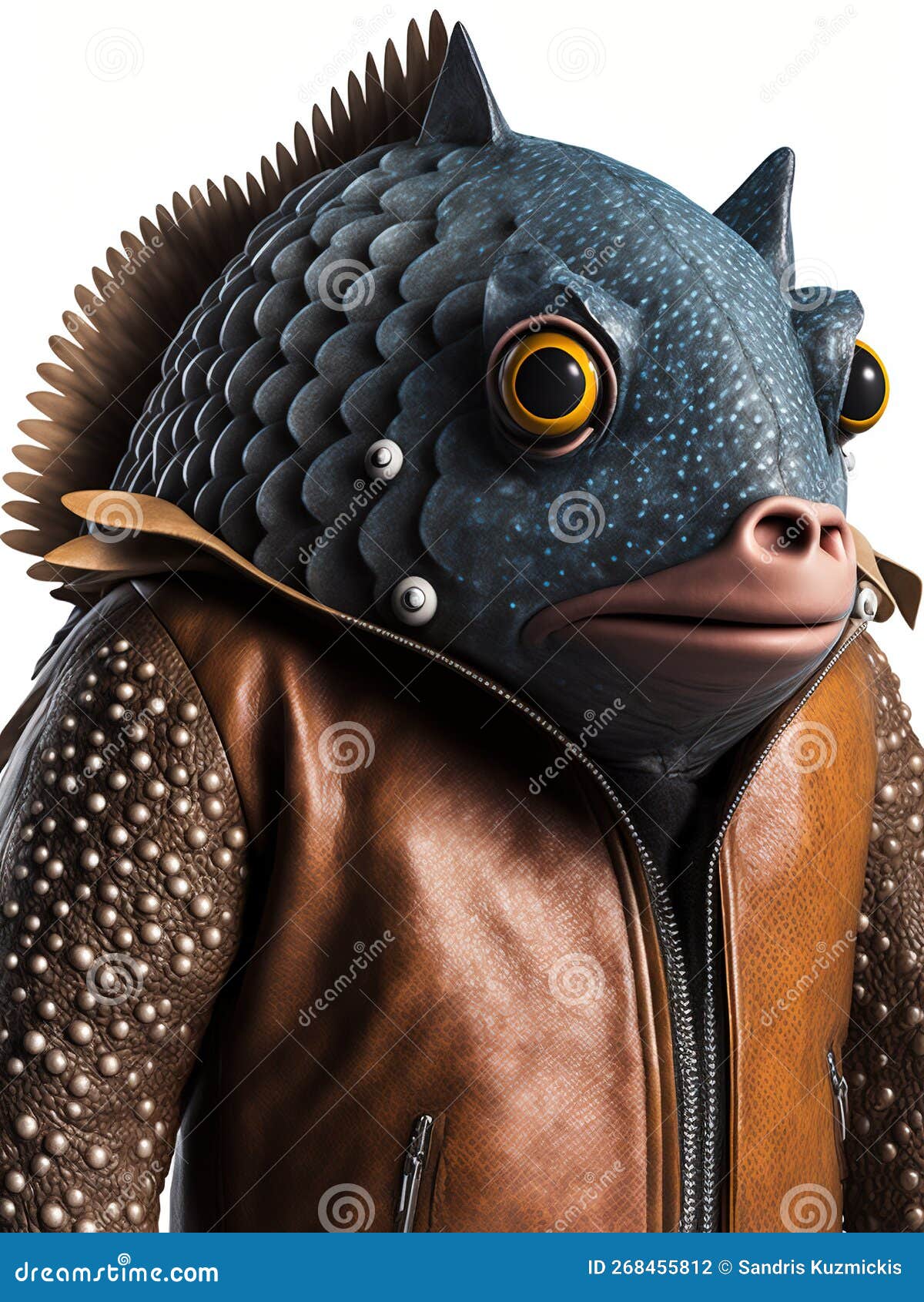 Fish Wearing Leather Coat. Generative AI Stock Illustration ...