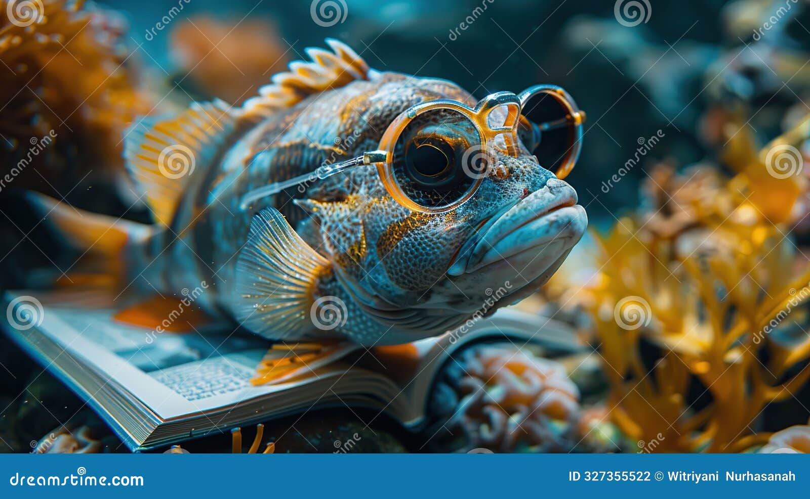 Cool Fish Reading a Book stock illustration. Illustration of animal ...