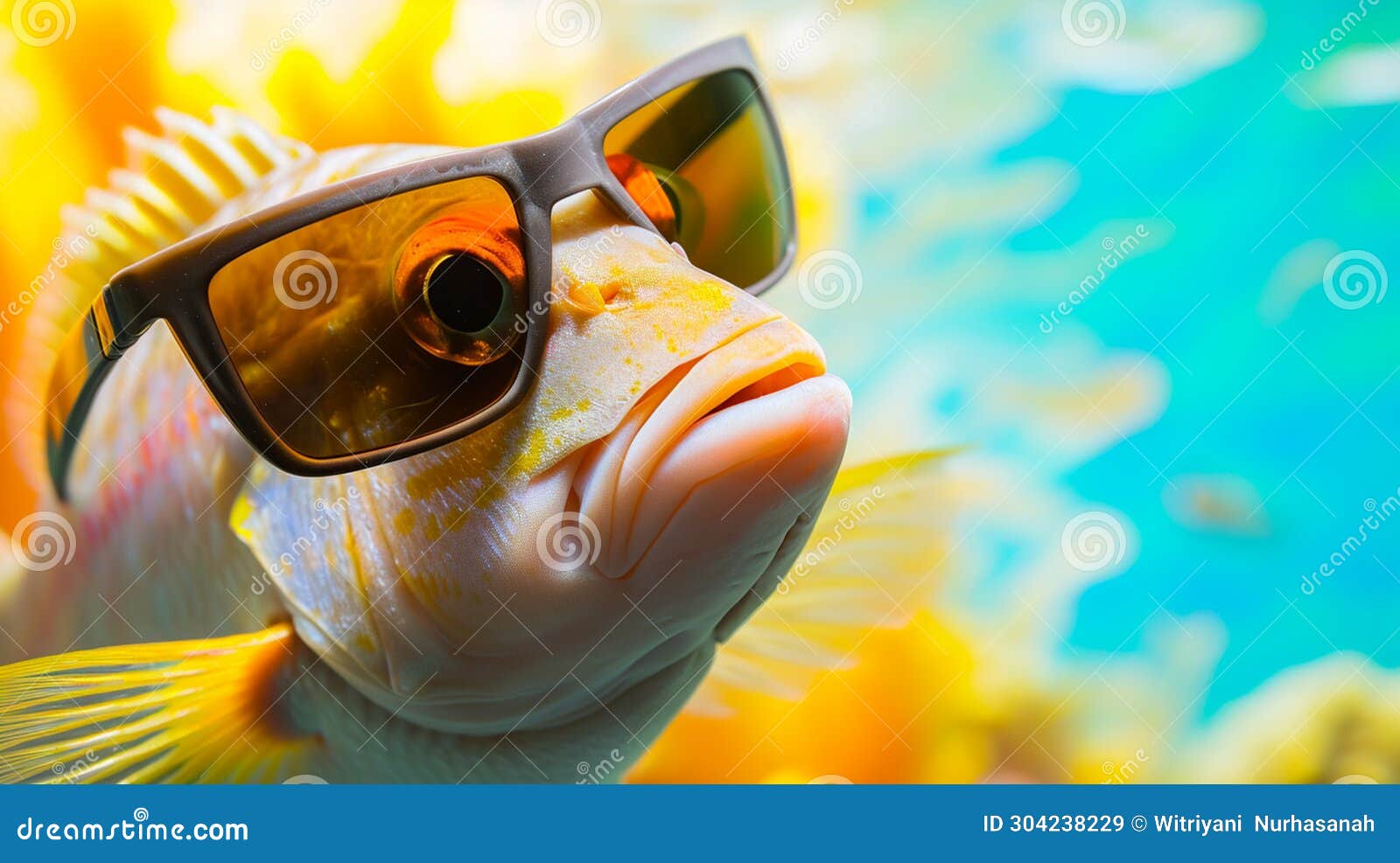 Fish Wearing Sunglasses in Studio with a Colorful and Bright Background ...