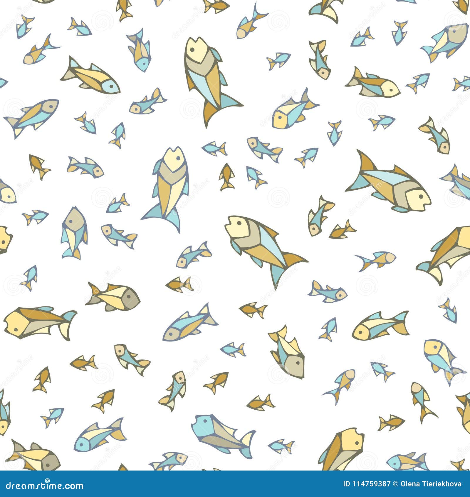 Vector Seamless Sardines Pattern. Stock Vector - Illustration of ...