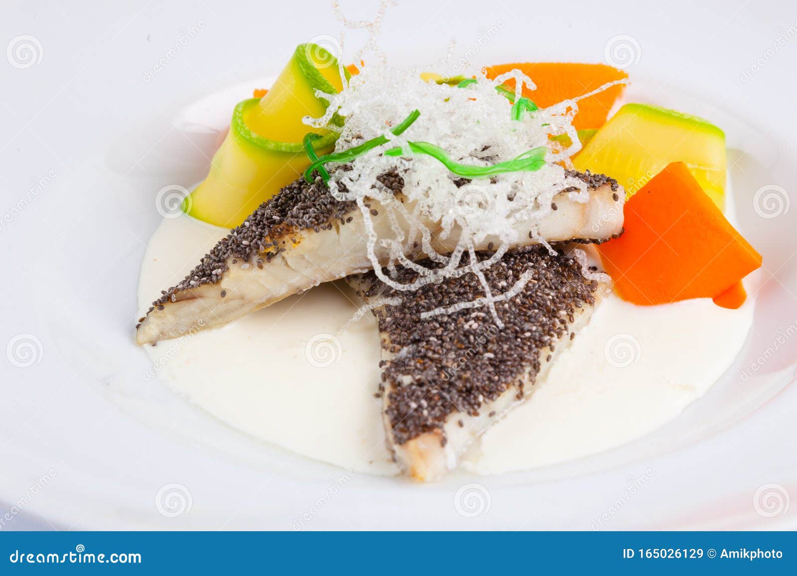 Fish in White Sauce with Vegetables Stock Image - Image of delicious ...