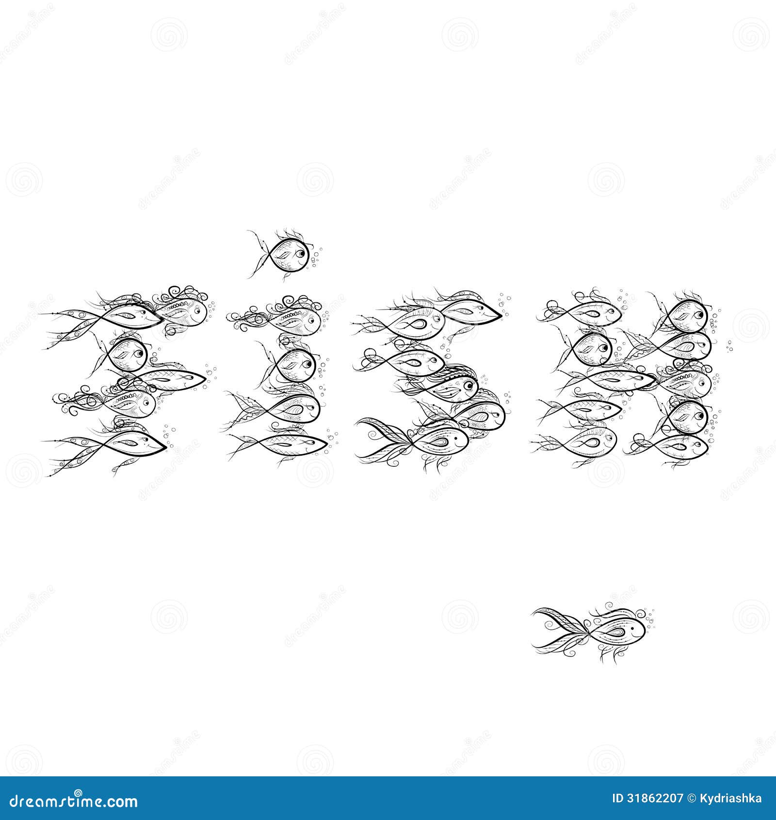 Fish Word Shape for Your Design Stock Vector - Illustration of ocean ...