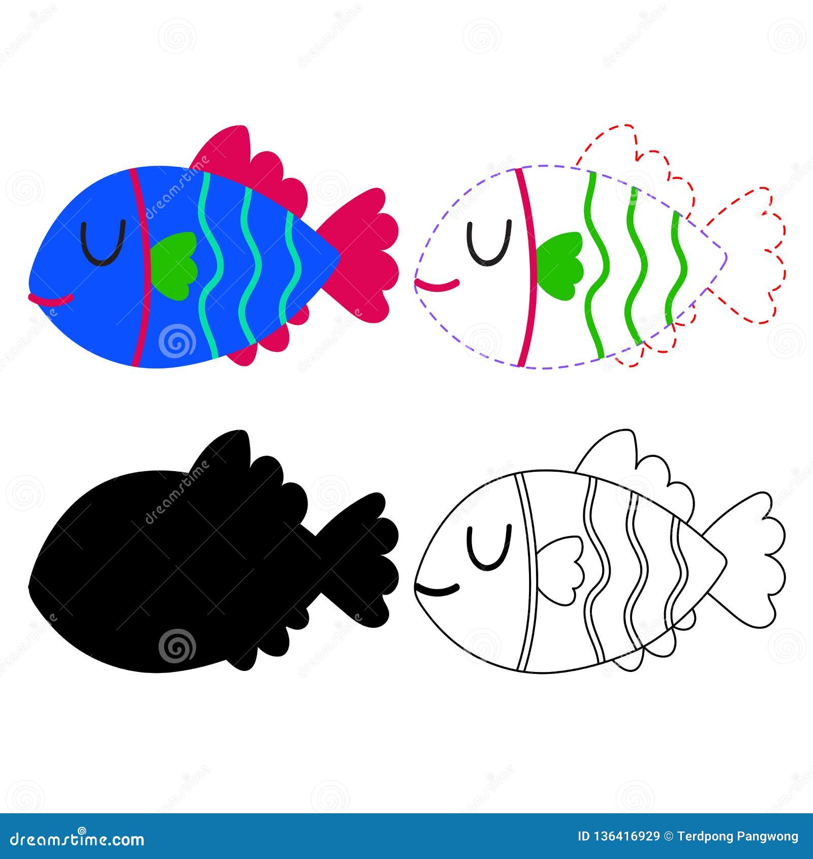 Fish Worksheet Vector Design Stock Illustration - Illustration of line ...