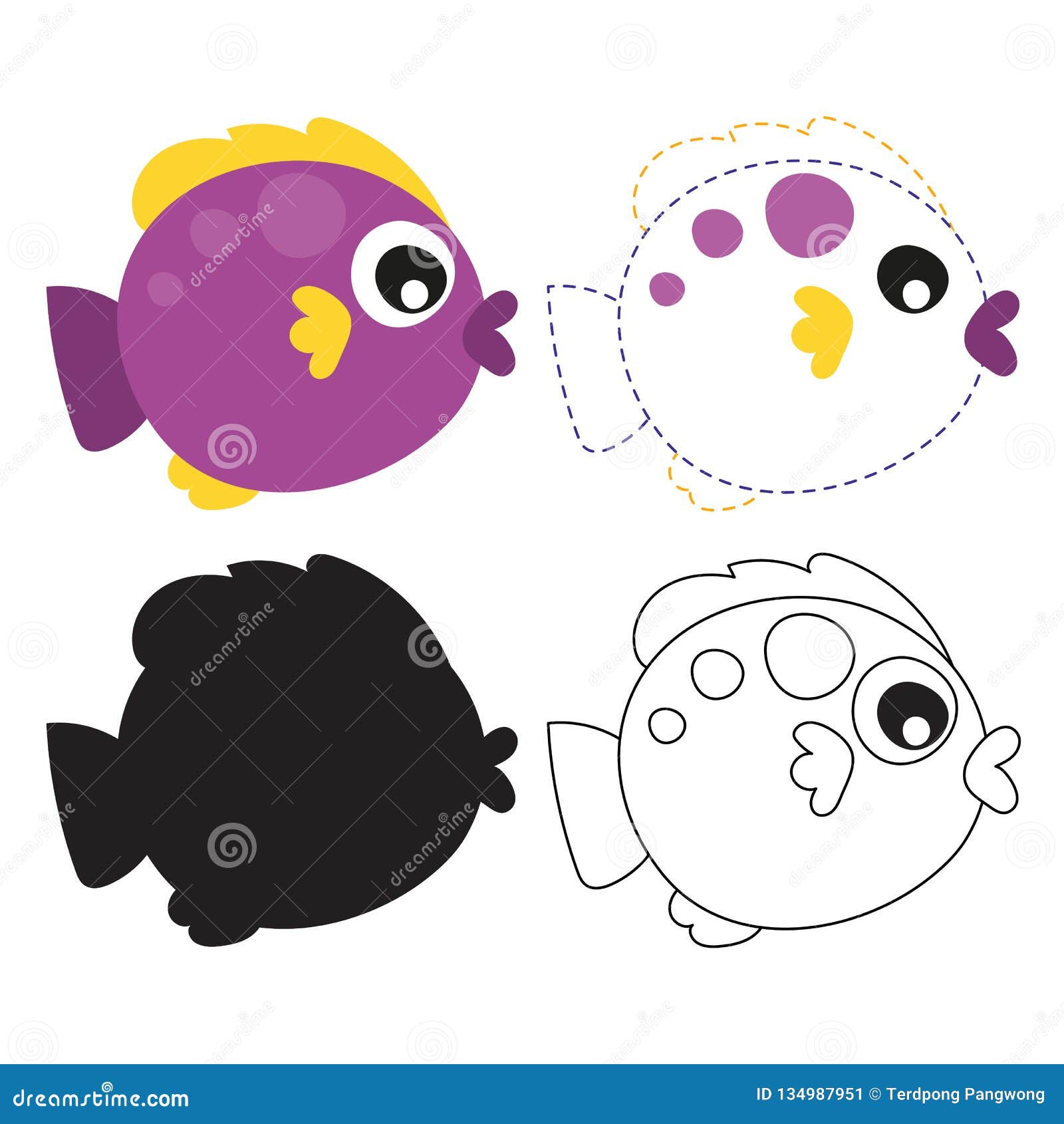 Fish Worksheet Vector Design Stock Vector - Illustration of nature ...