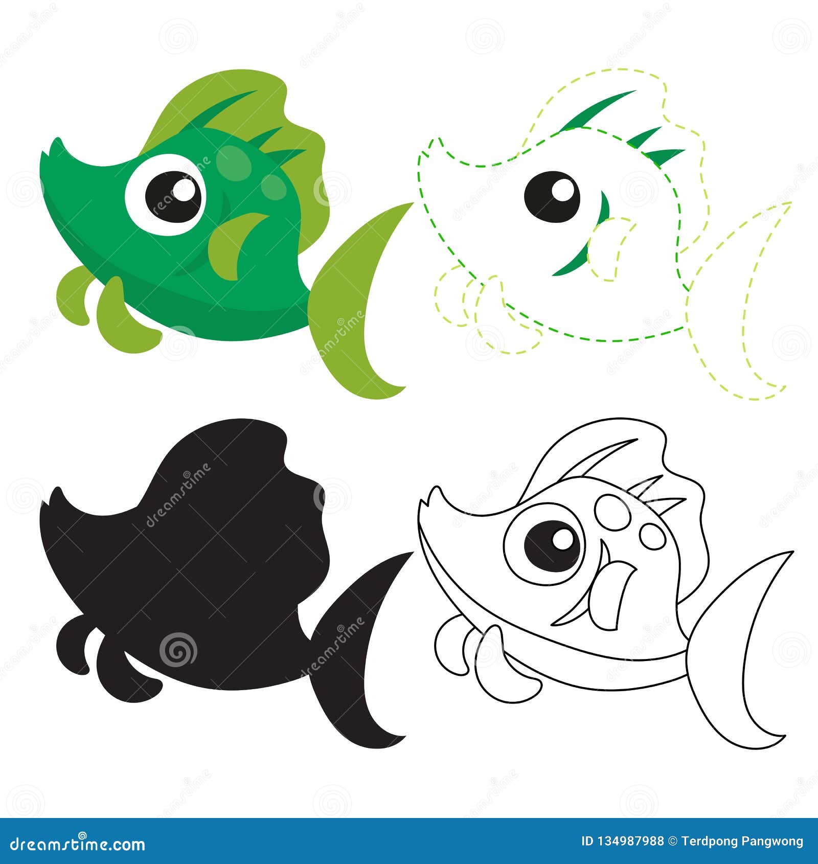 Fish Worksheet Vector Design Stock Vector - Illustration of beeline ...