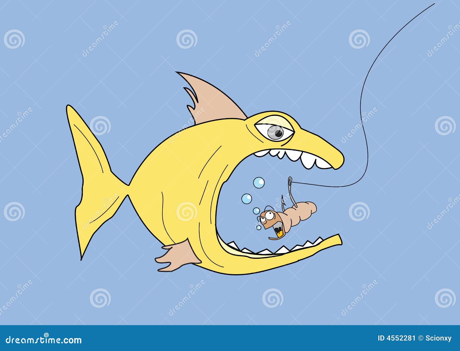 Fish & Worm Royalty-Free Illustration | CartoonDealer.com #4552281