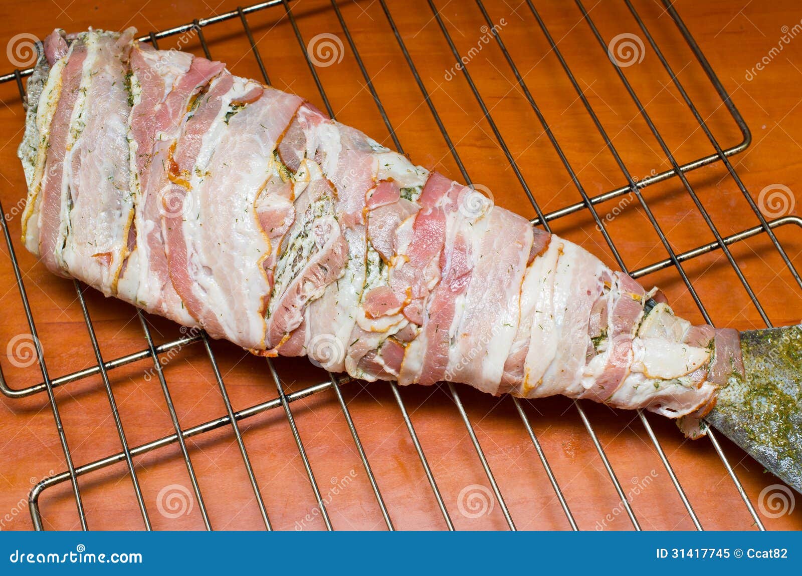 Fish wrapped in bacon stock image. Image of meat, delicious - 31417745