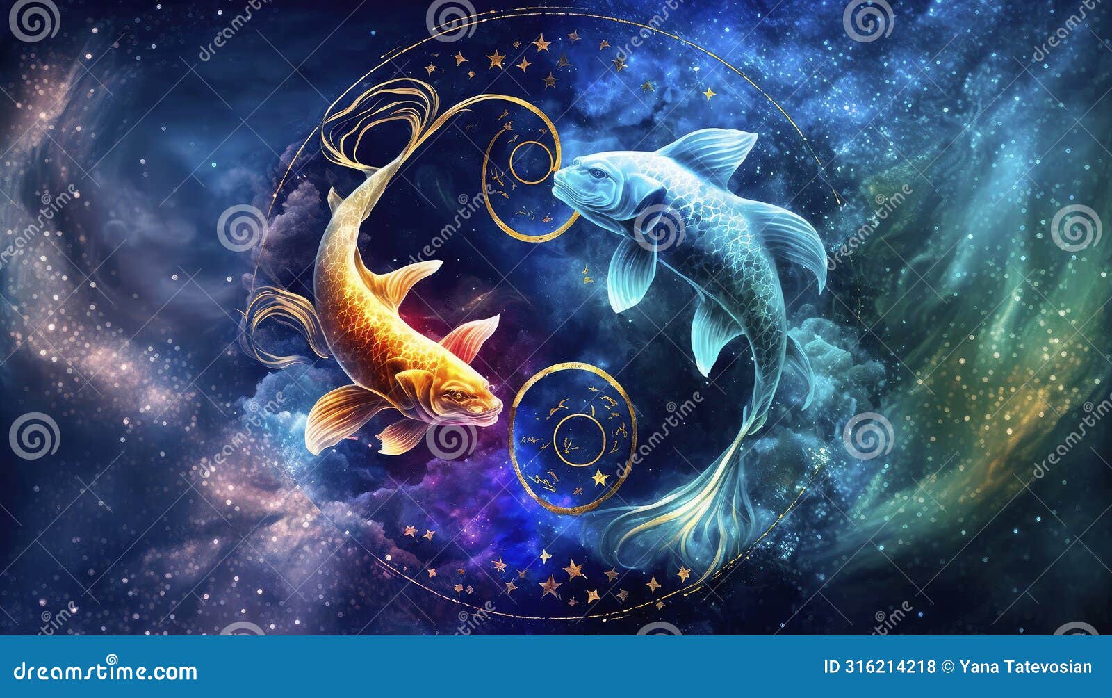 Fish Zodiac Sign On Space Background. Royalty-Free Stock Image ...