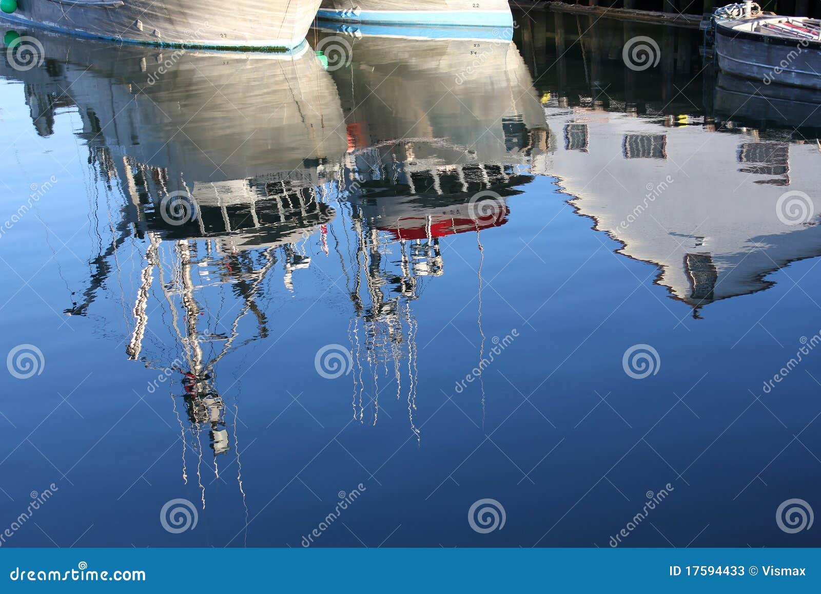 Fishboats and Cannery Reflection Stock Image - Image of museum, tied ...