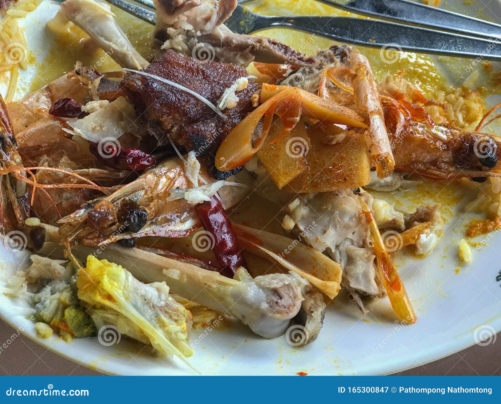 Fishbone With Fork And Knife In A Beautiful Plate Royalty-Free Stock ...