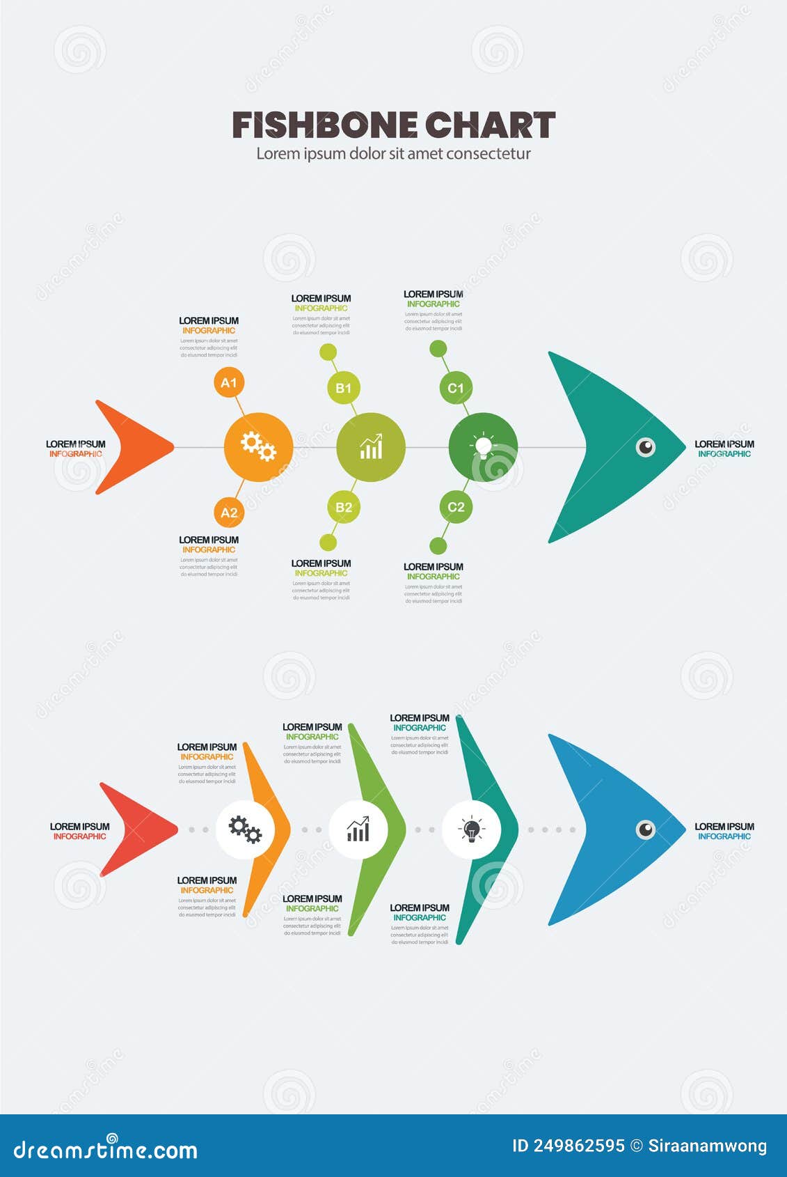 Fishbone Chart Diagram Infographic Stock Vector - Illustration of ...