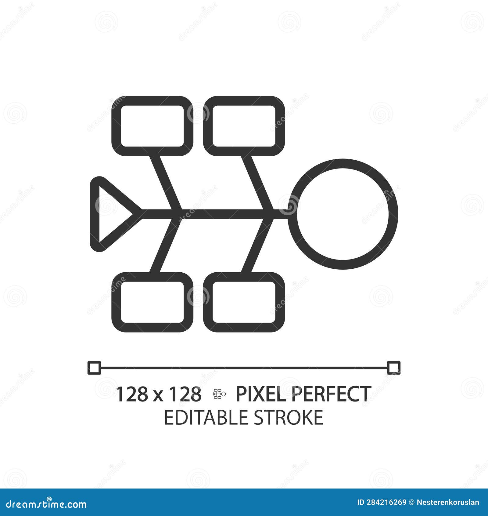 Fishbone Diagram Linear Icon Stock Vector - Illustration of stroke ...